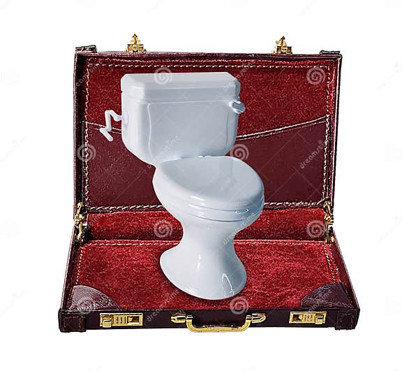 Toilet in an Open Briefcase Stock Image - Image of drain, suitcase ...