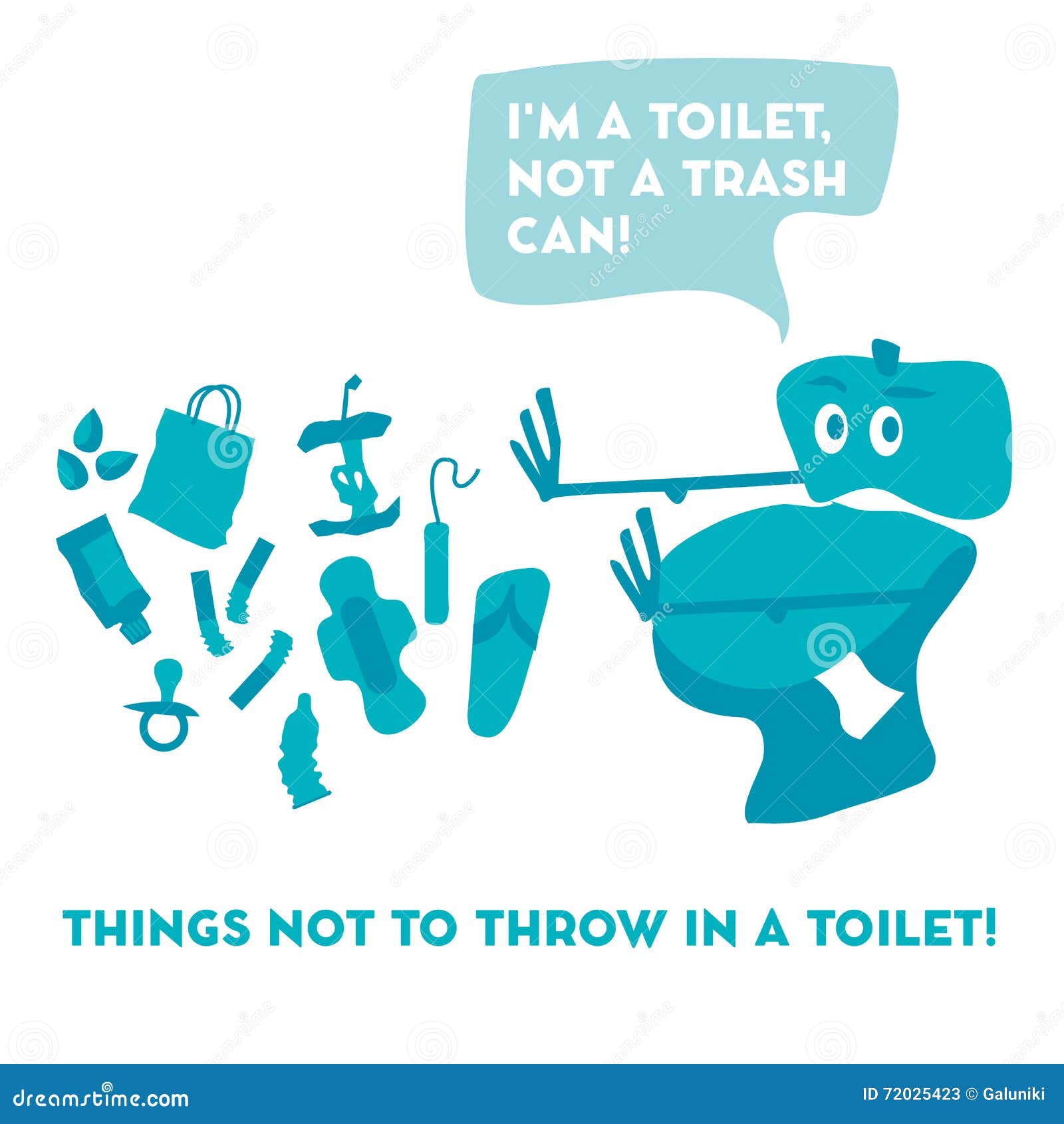 Toilet pan and garbage stock vector. Illustration of toilet - 72025423