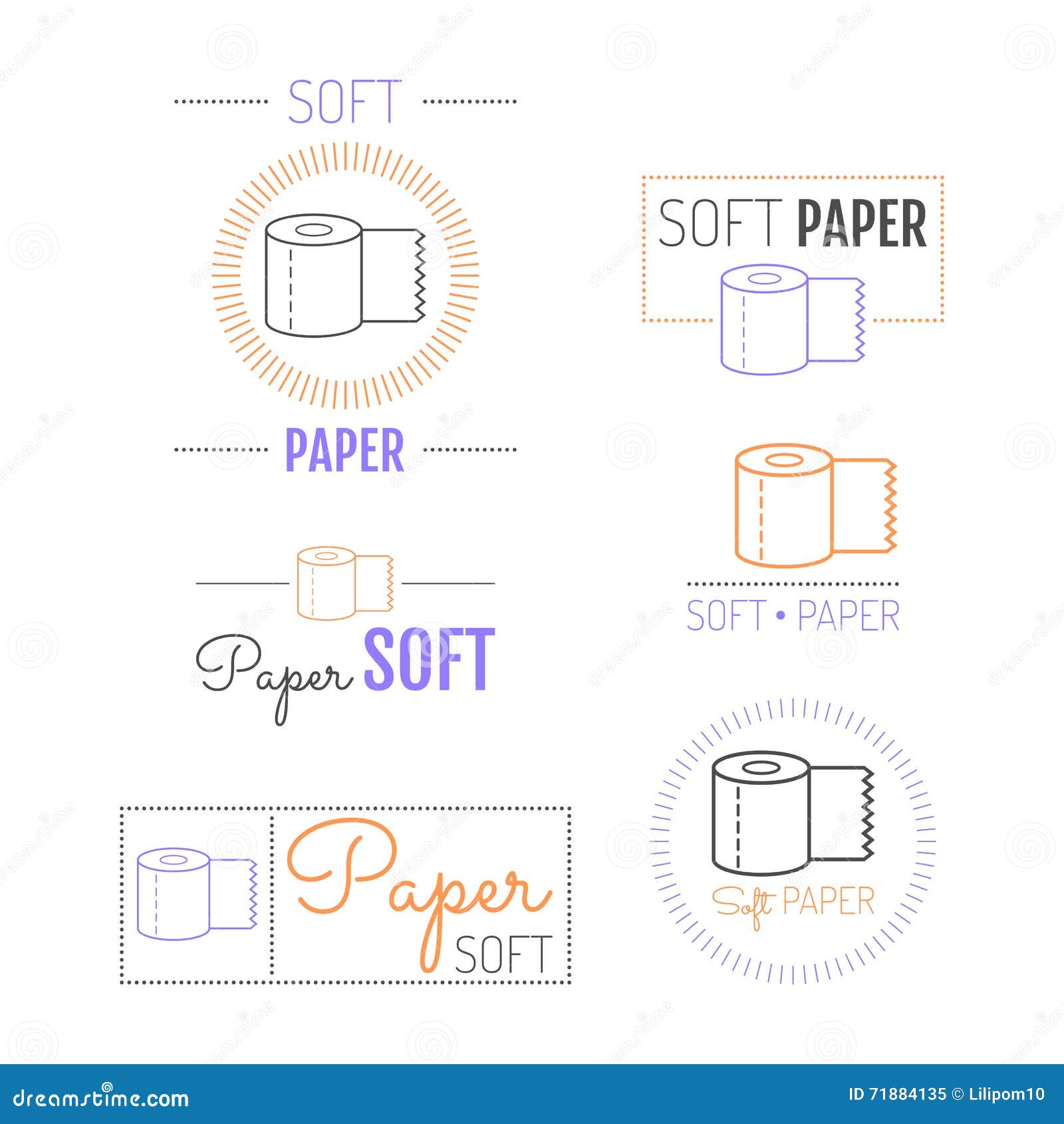 Toilet Paper Icon, Emblems, Labels. Set of Logos Stock Vector ...