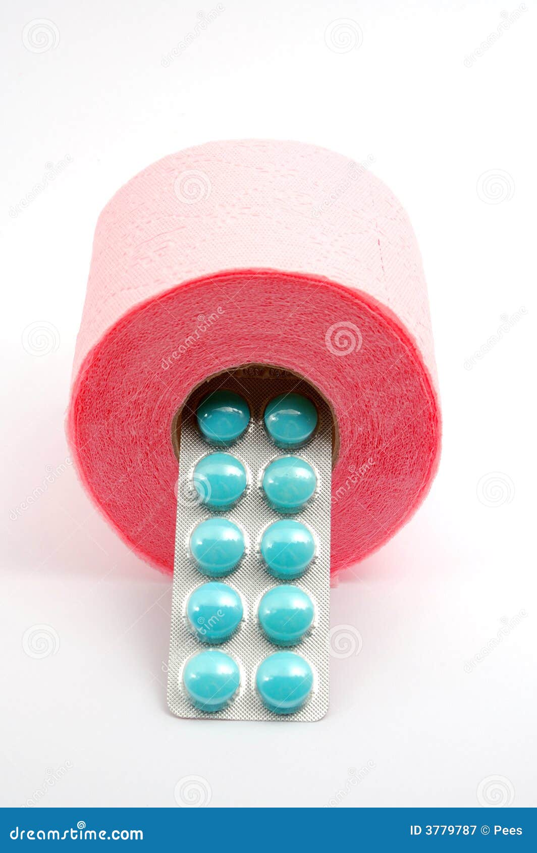 Toilet paper and pills stock image. Image of feel, lying - 3779787