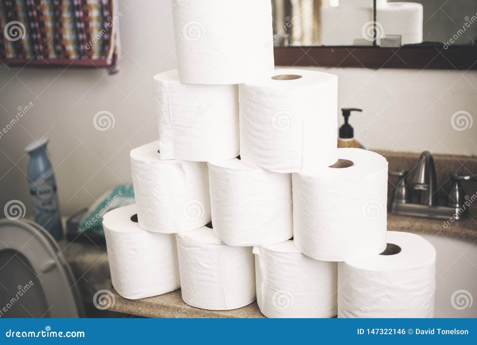Toilet Paper Pyramid in the Bathroom Editorial Photo - Image of seat ...