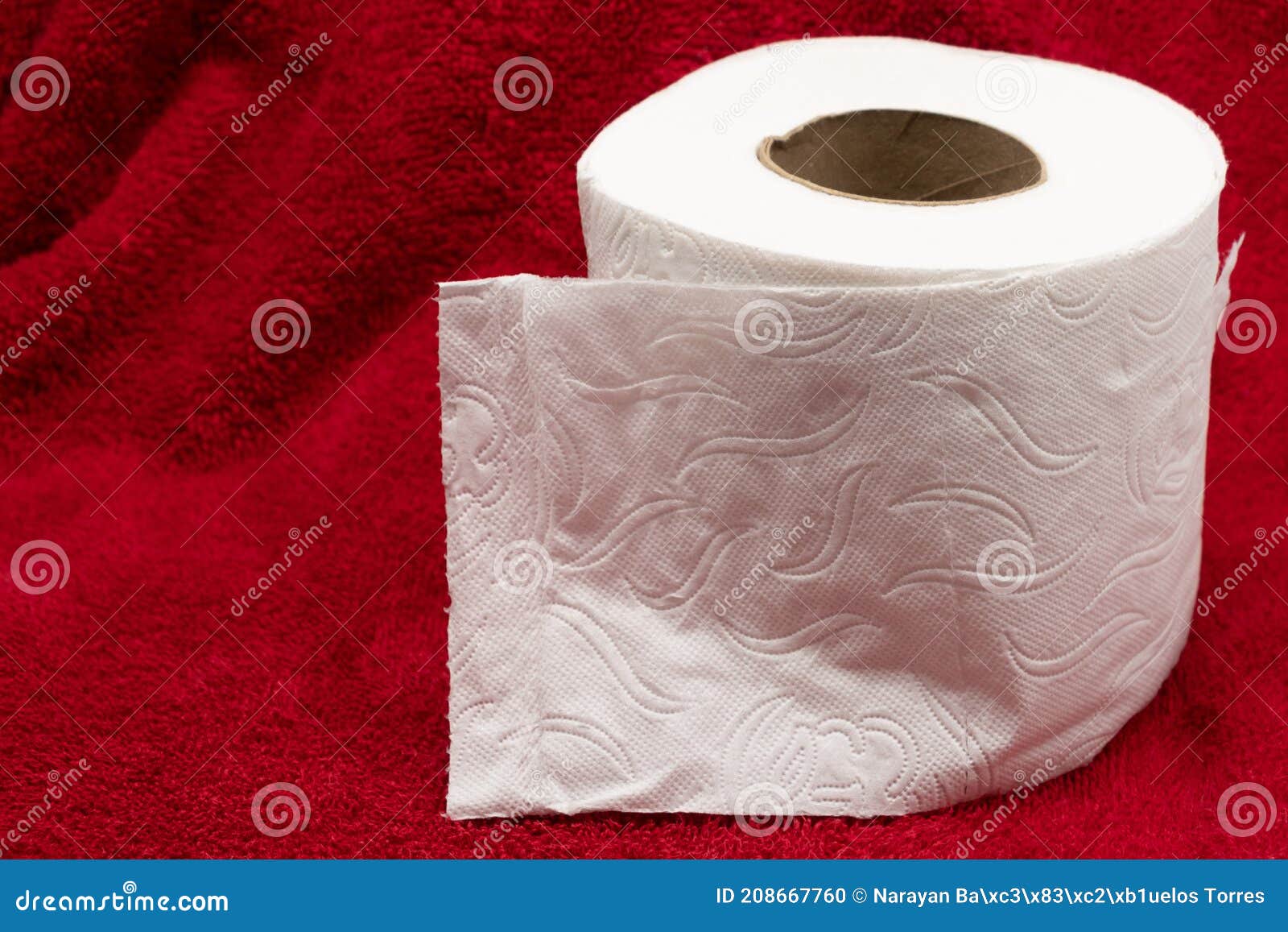 Toilet Paper in Red Background Stock Photo - Image of hygiene, material ...