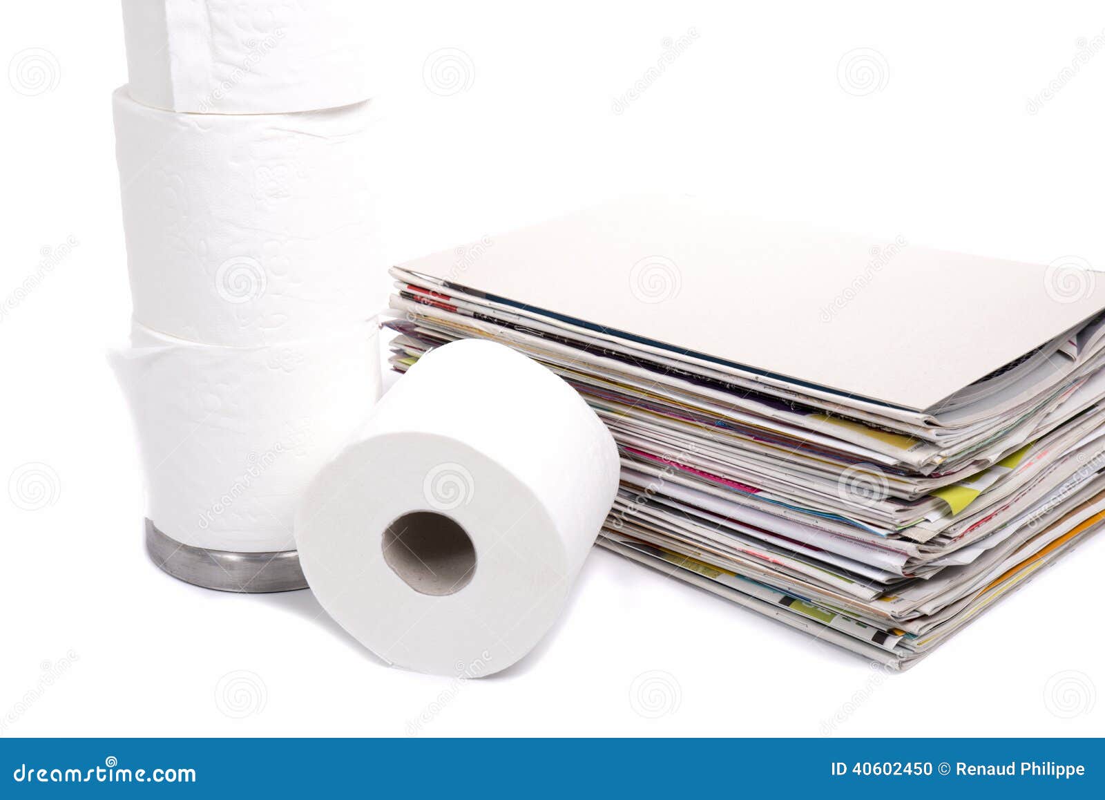 Toilet Paper and Stack of Magazines Stock Photo - Image of isolated ...