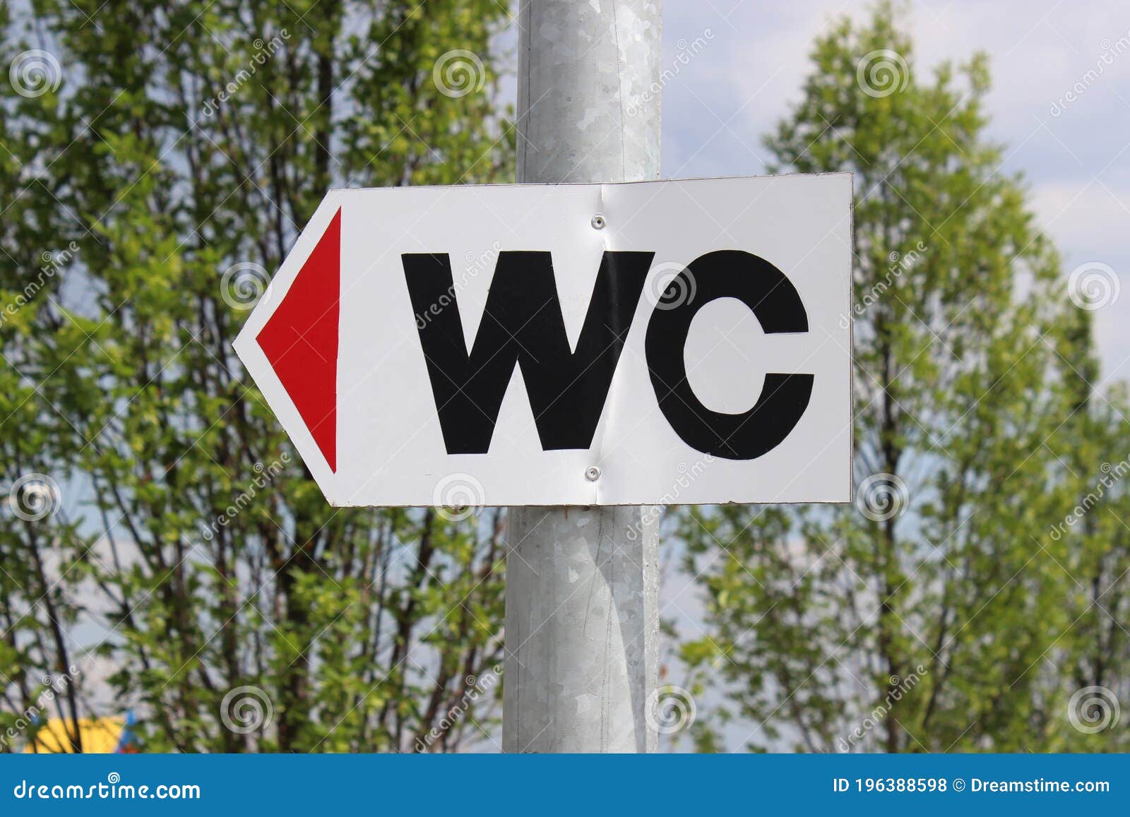 Toilet Pointer, Wc Arrow, Restroom Icon, Green Metal Sign On Pillar In ...