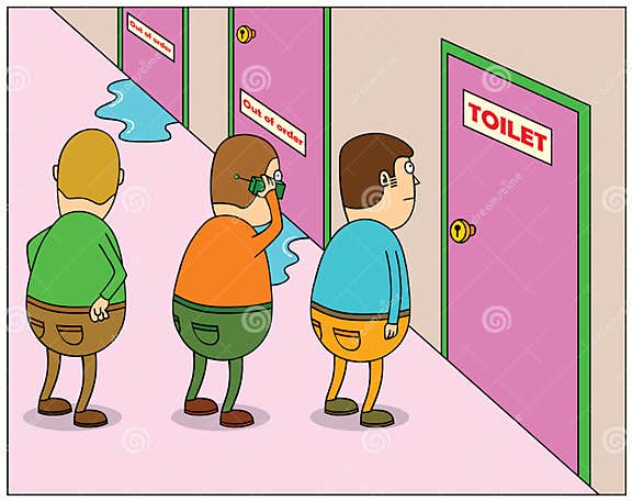 Toilet Queuing stock vector. Illustration of calling - 28275808