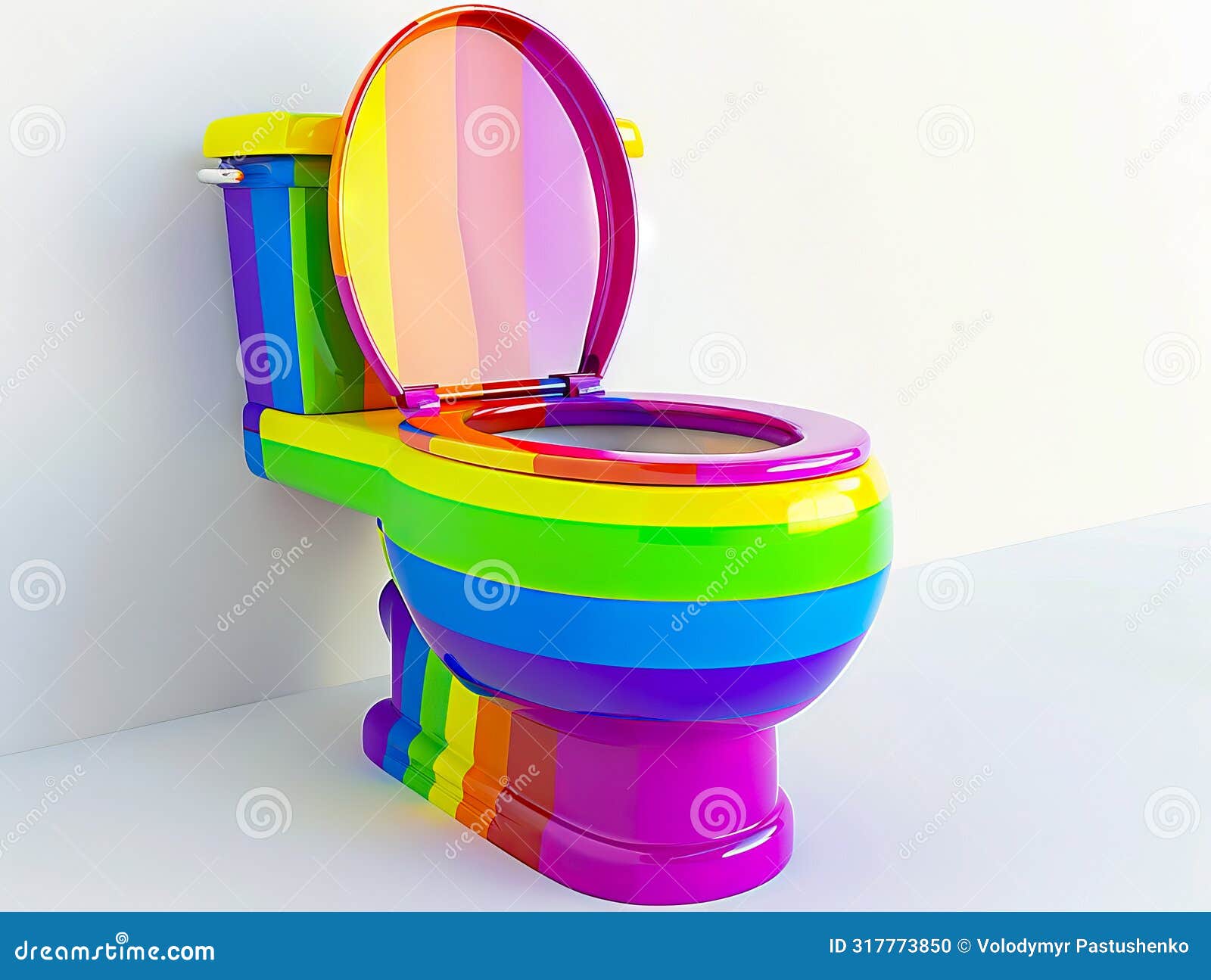 A Toilet with a Rainbow Colored Lid Stock Photo - Image of color ...