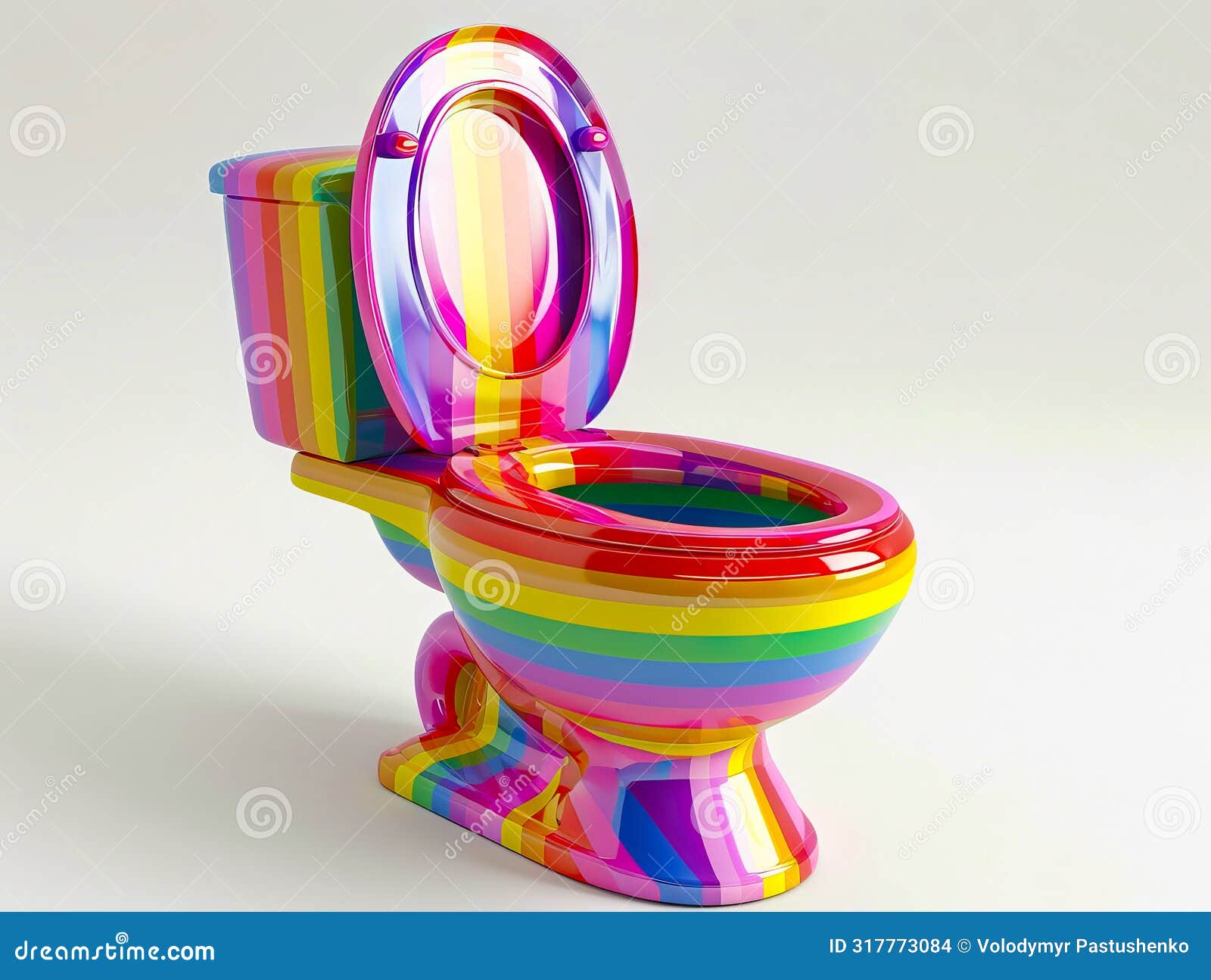 A Toilet with a Rainbow Colored Seat Stock Photo - Image of bathroom ...
