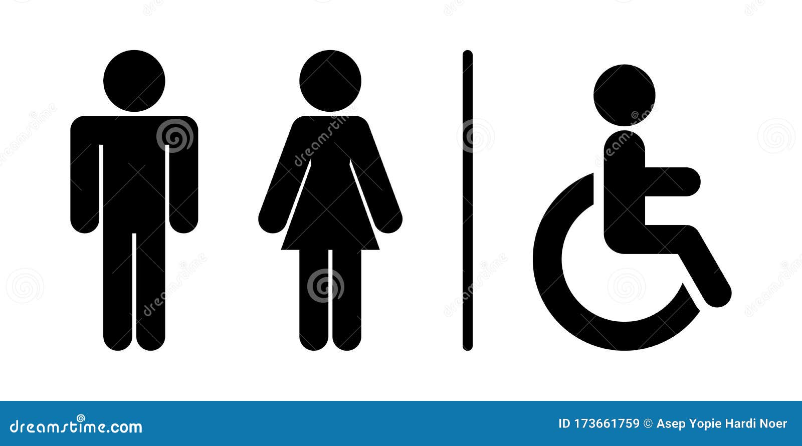 Restroom Sign for Men, Women and Disable Logo Black Silhouette Stock ...