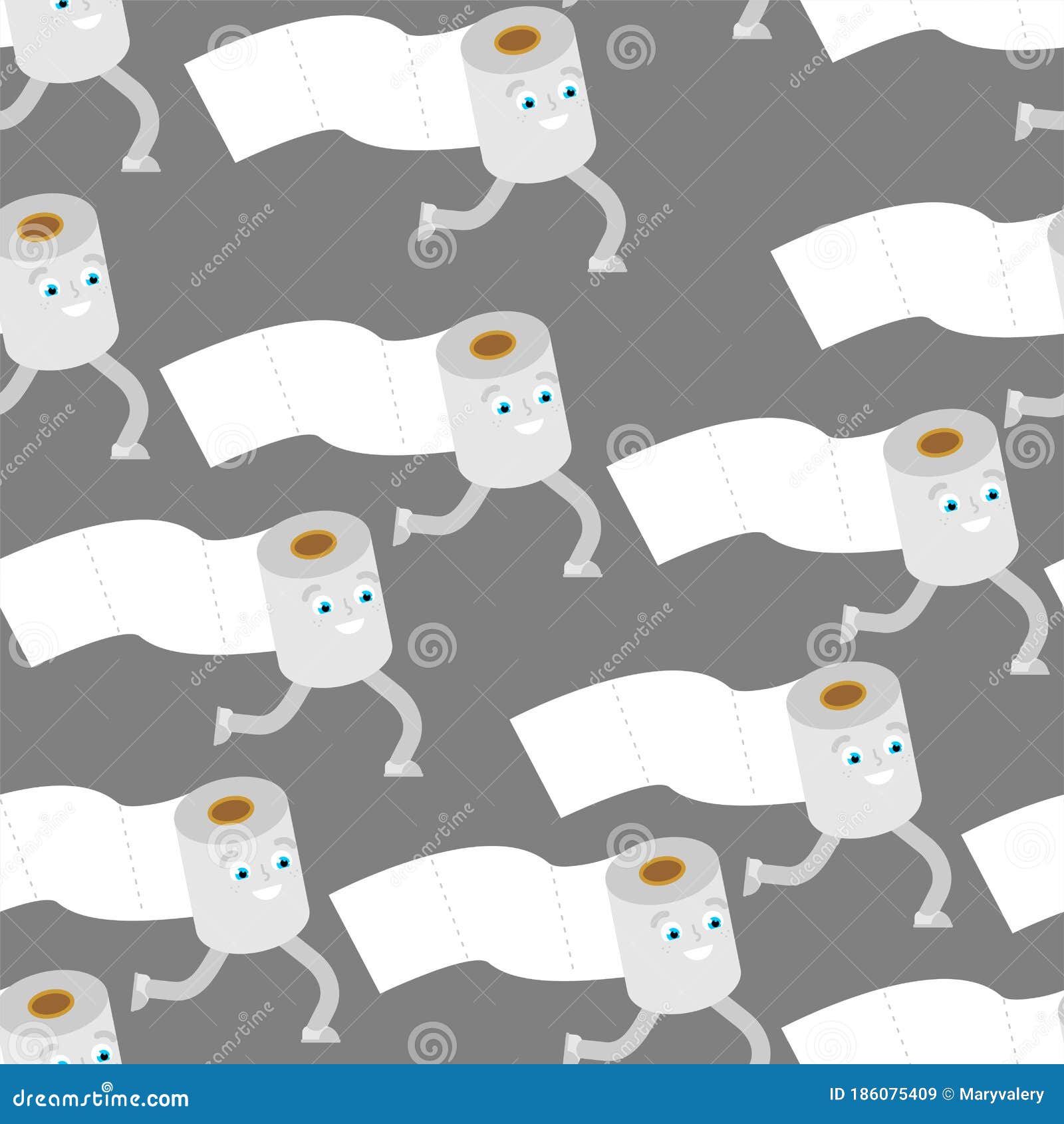 Toilet Roll Cartoon Run Pattern Seamless. Toilet Paper Background Stock ...
