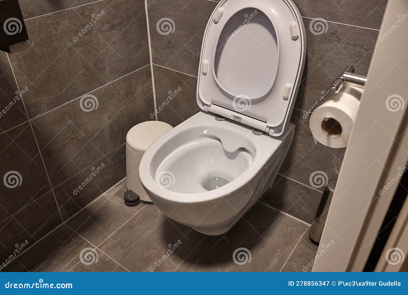 Toilet seat open stock image. Image of stall, lavatory - 278856347