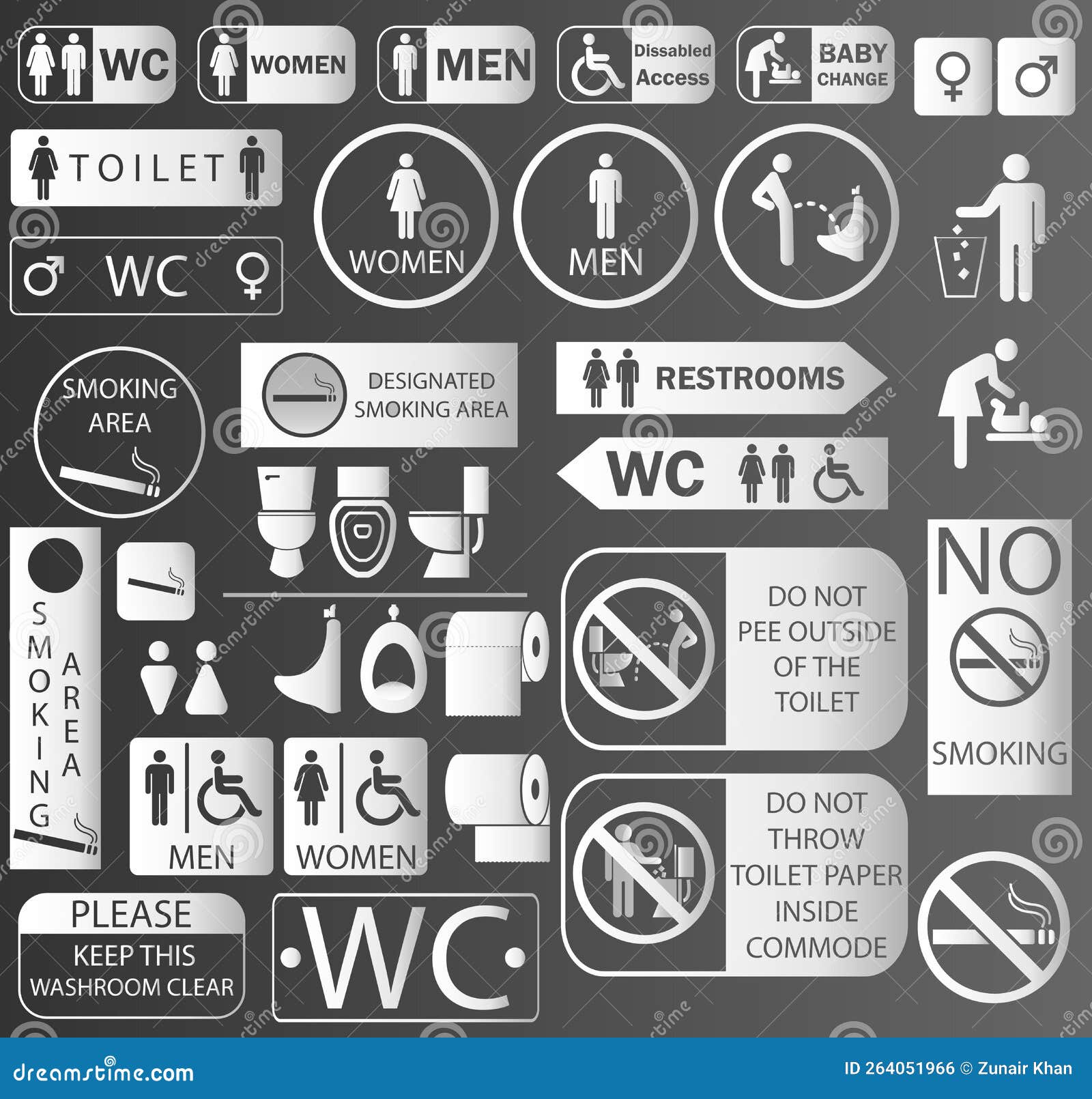 Toilet Signs Pack, Vector Icons Pack, Bathroom Icons Set Stock Vector ...