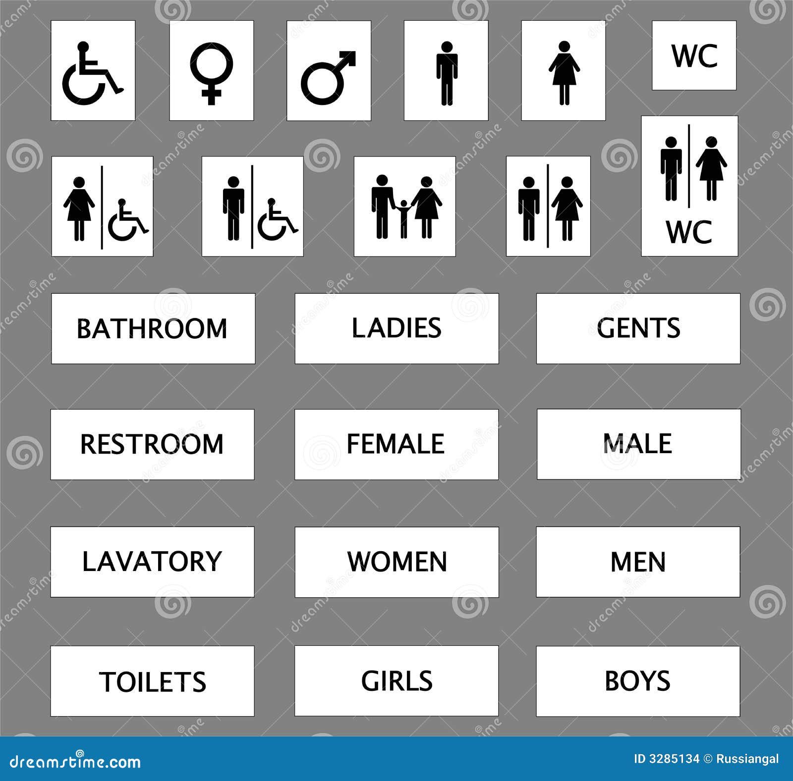 Toilet signs stock vector. Illustration of sign, background - 3285134