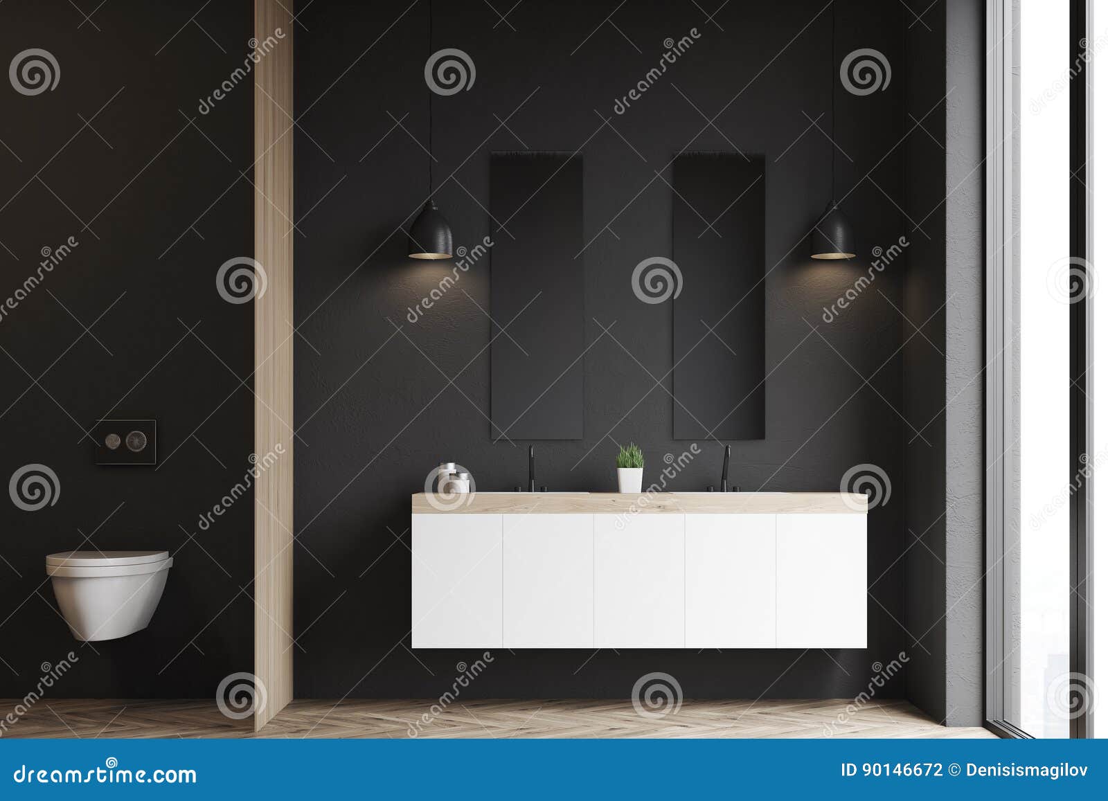 Toilet and Sink, Black Wall Stock Illustration - Illustration of ...