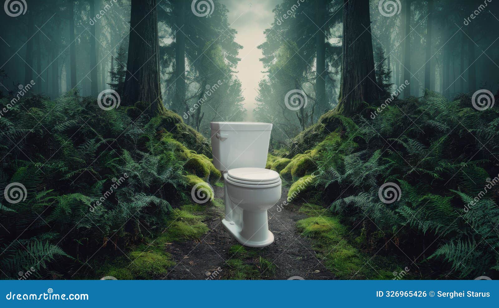 A Toilet Sitting in the Middle of a Forest with Trees, AI Stock Photo ...