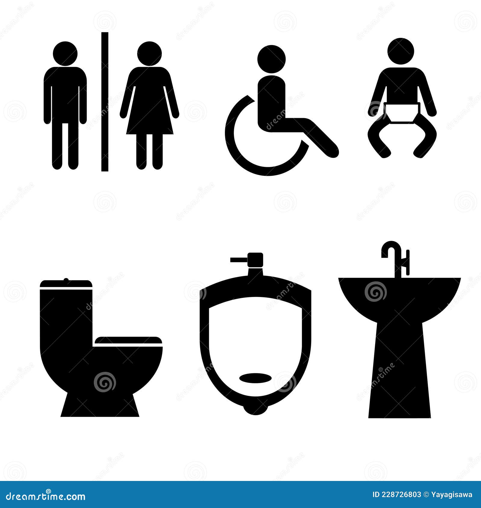 Toilet Symbols Set Set Of Vector Toilet Icons Isolated On White Stock