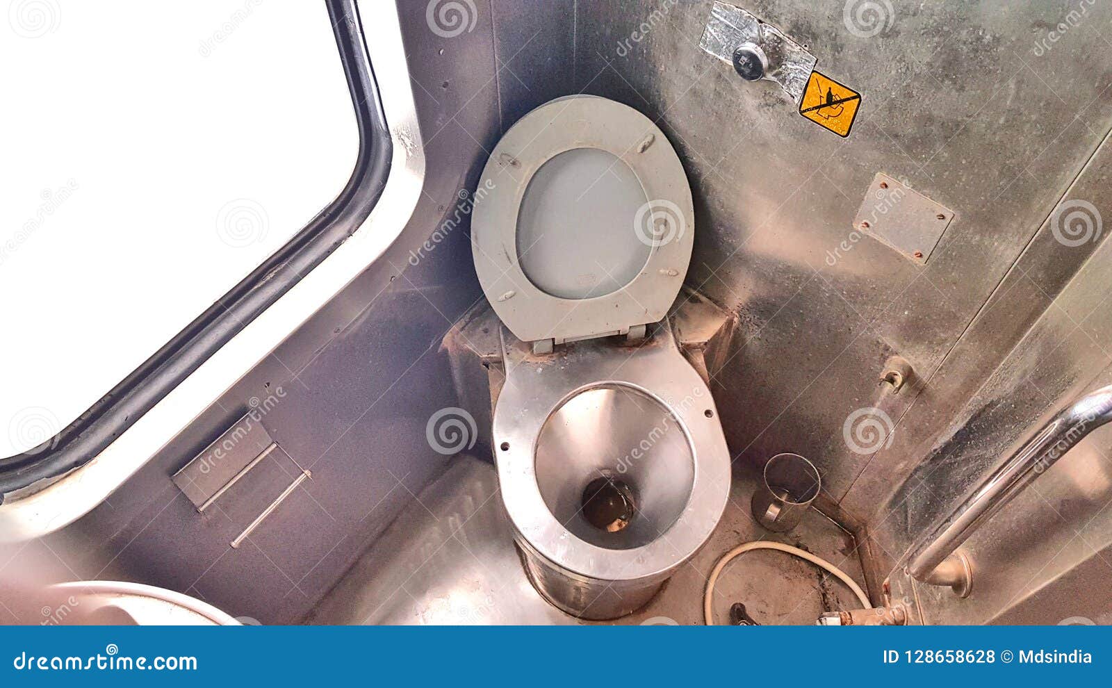 Toilet of a train editorial stock photo. Image of interior - 128658628