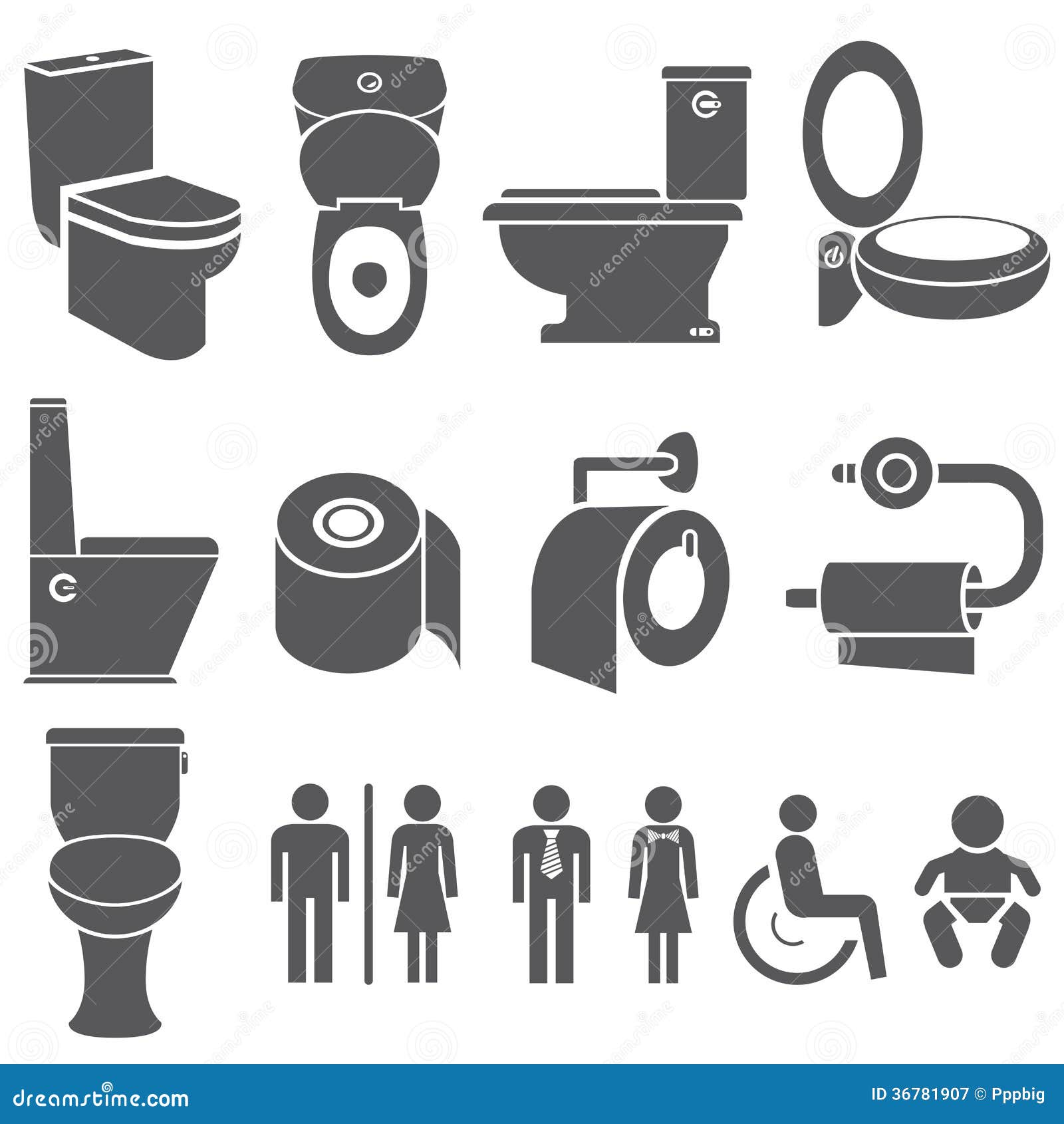 Toilet and wc symbol set stock illustration. Illustration of sanitary ...