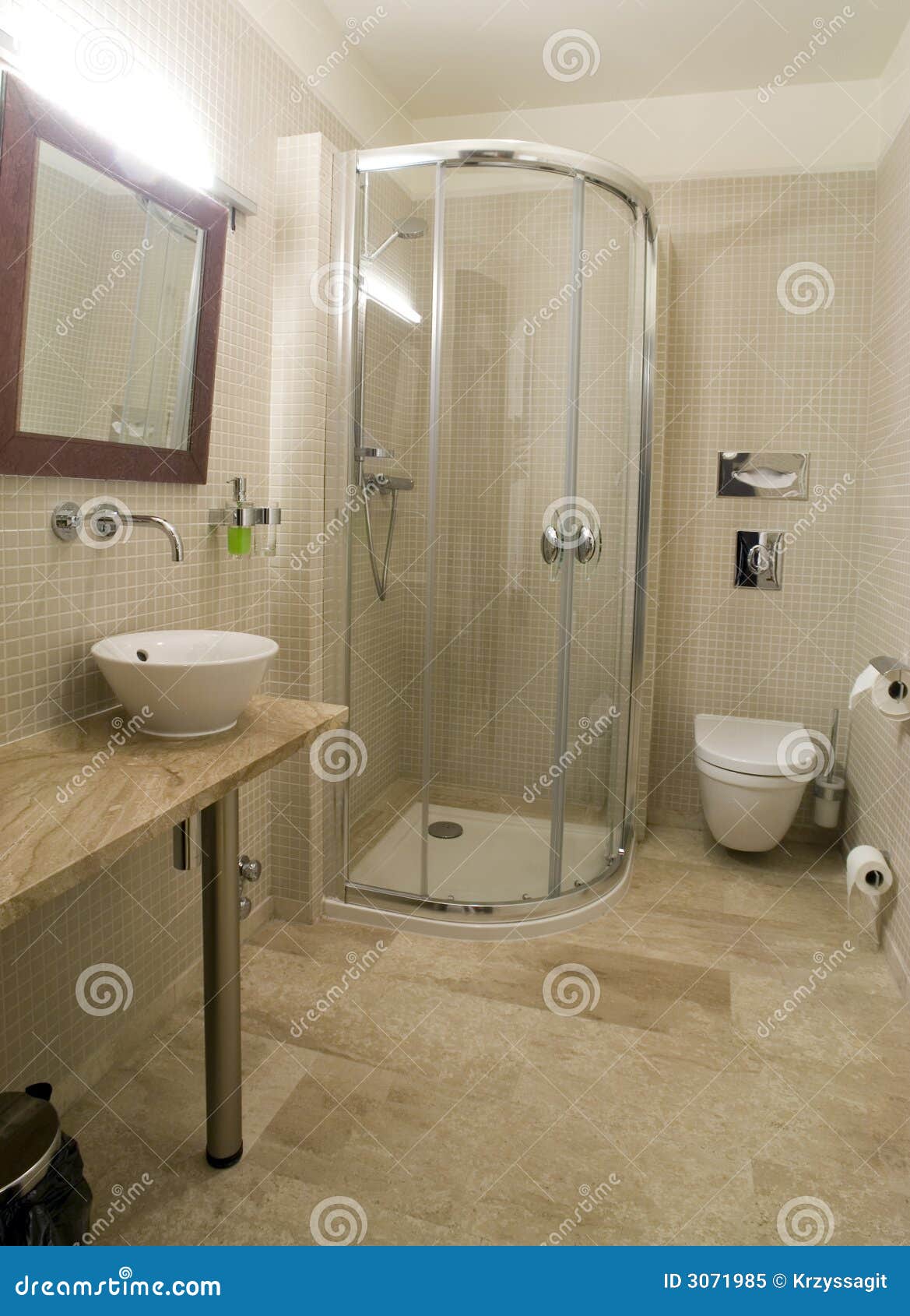 Toilette moderne de douche image stock. Image du beige - 3071985