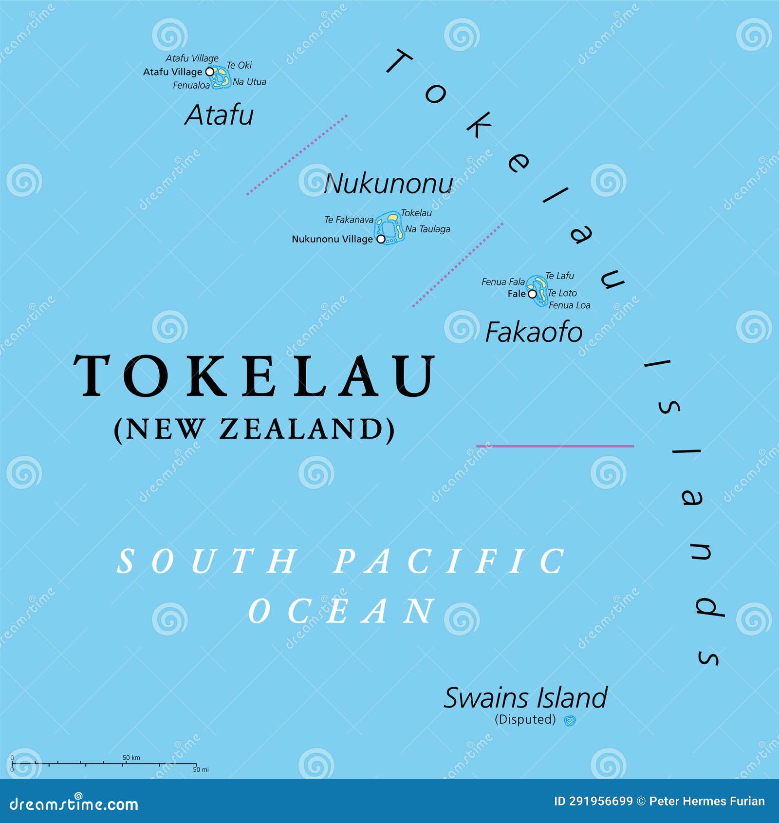 Tokelau, Dependant Territory of New Zealand, Political Map Stock ...