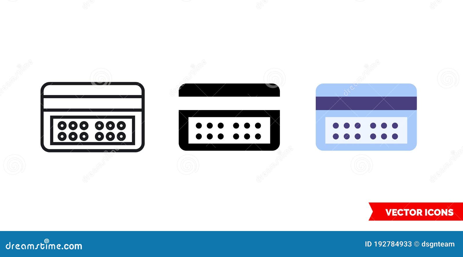 Token Card Code Icon of 3 Types. Isolated Vector Sign Symbol. Stock ...