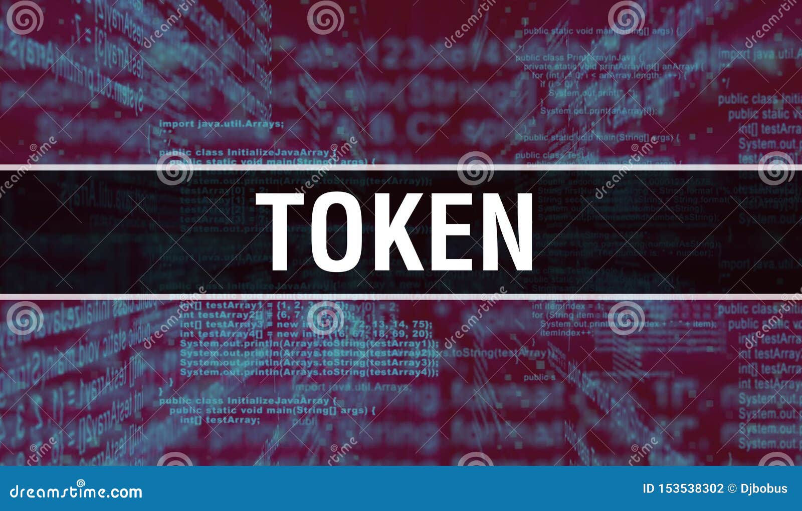 Token with Digital Java Code Text. Token and Computer Software Coding Vector Concept Stock Photo ...