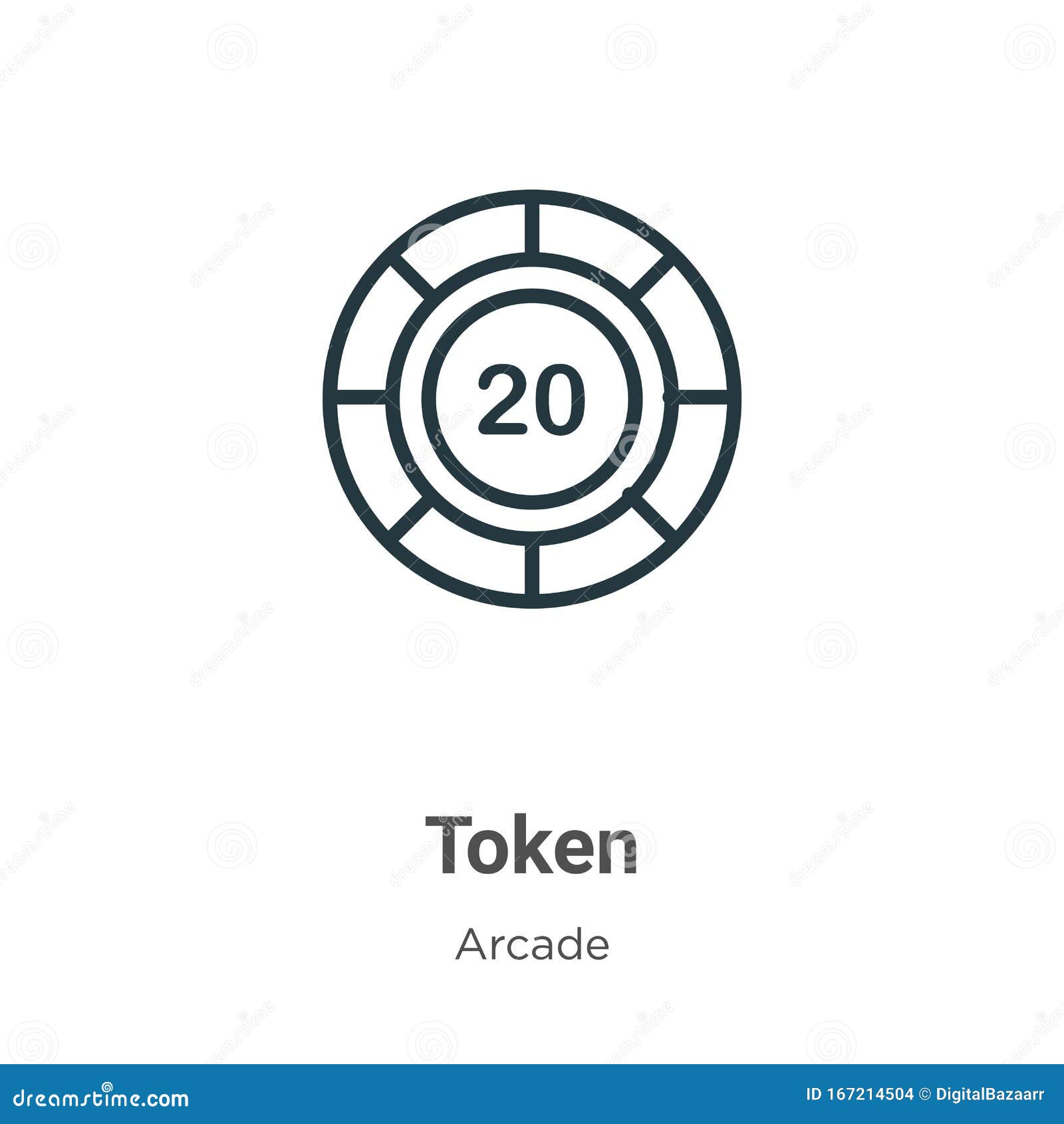 Token Outline Vector Icon. Thin Line Black Token Icon, Flat Vector ...