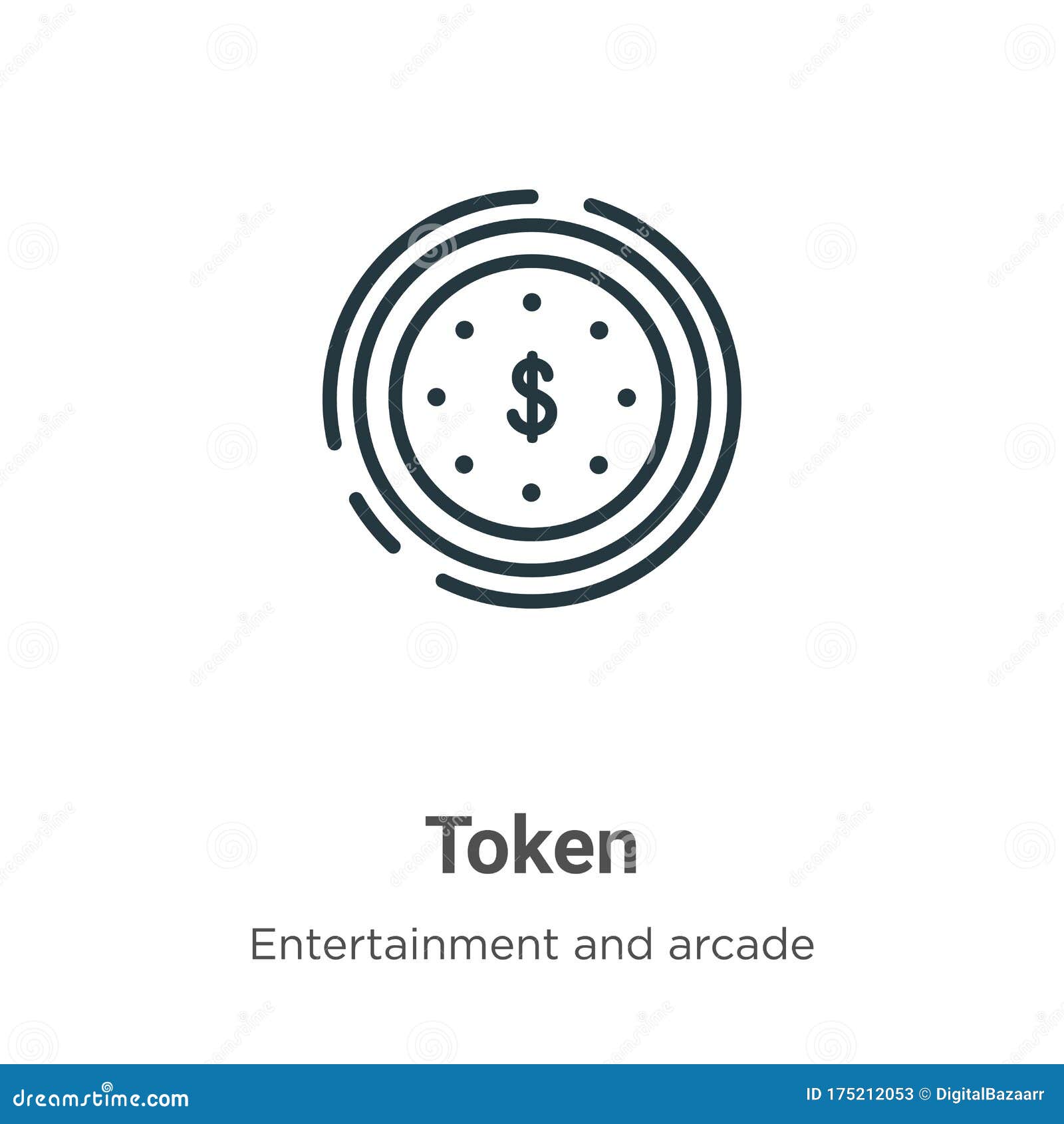 Token Outline Vector Icon. Thin Line Black Token Icon, Flat Vector ...