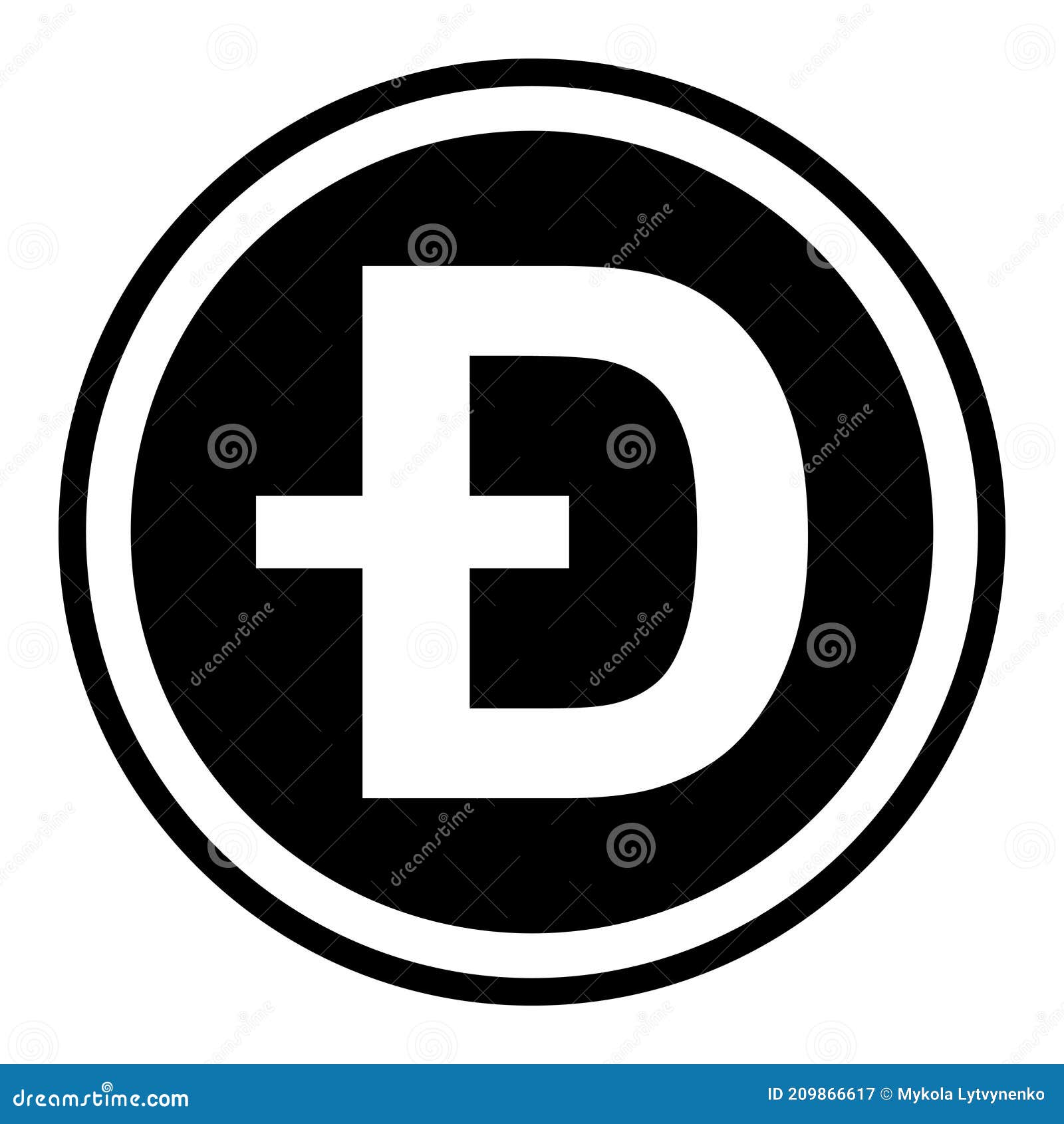 Token Symbol of the Dogecoin Cryptocurrency, Vector Round Token Coin ...