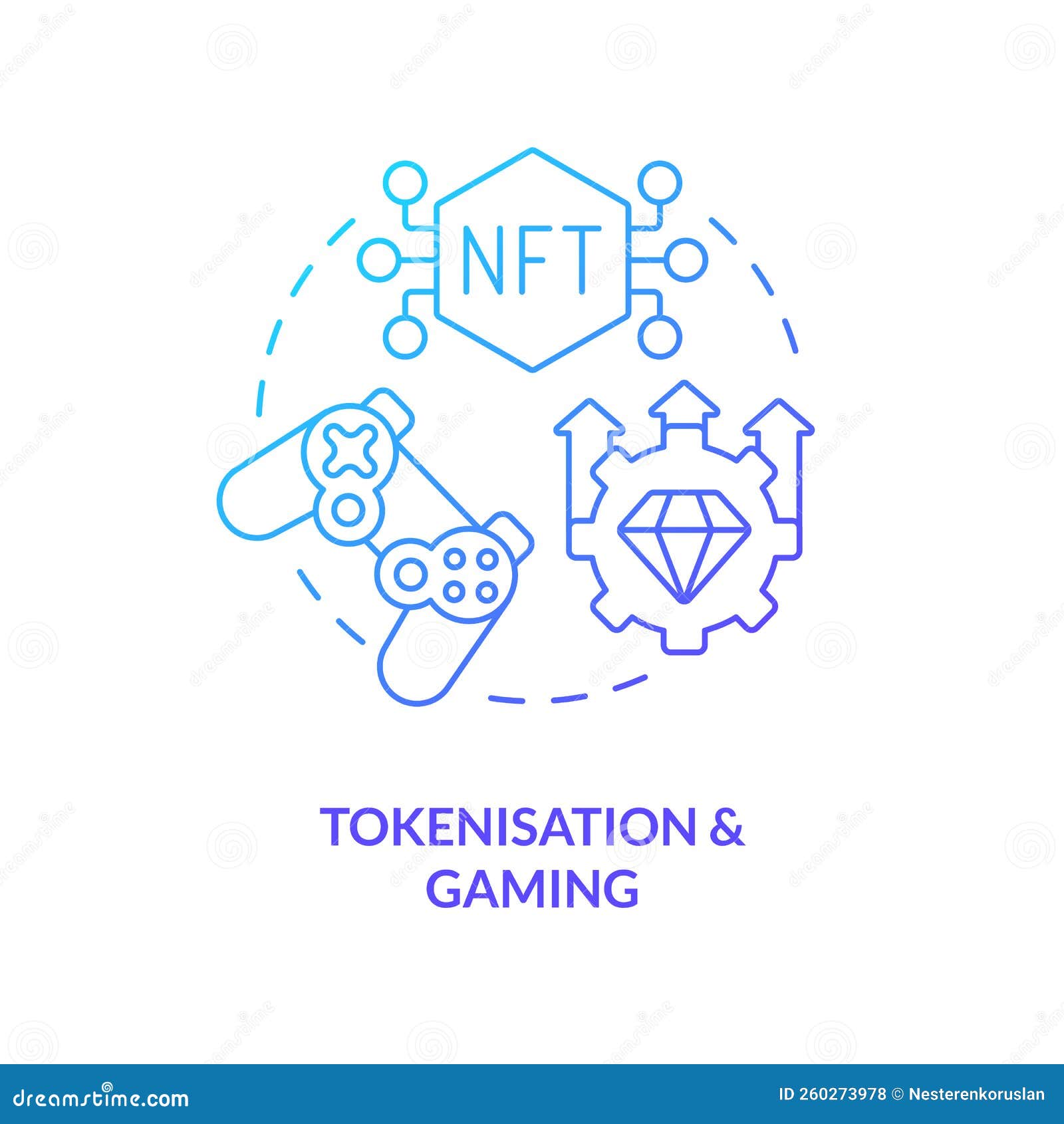 Tokenisation and Gaming Blue Gradient Concept Icon Stock Vector ...