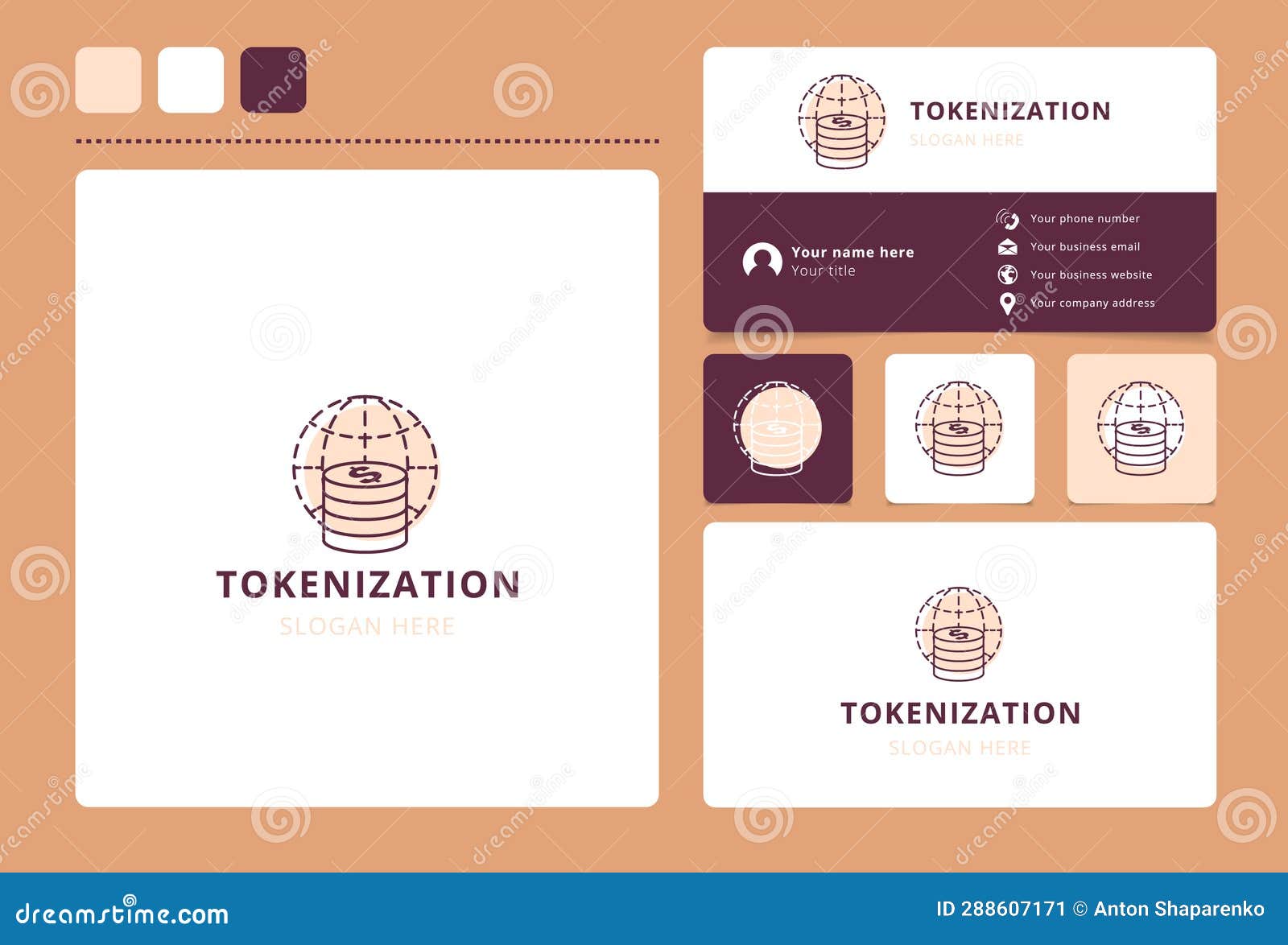 Tokenization Logo Design with Editable Slogan. Branding Book and ...