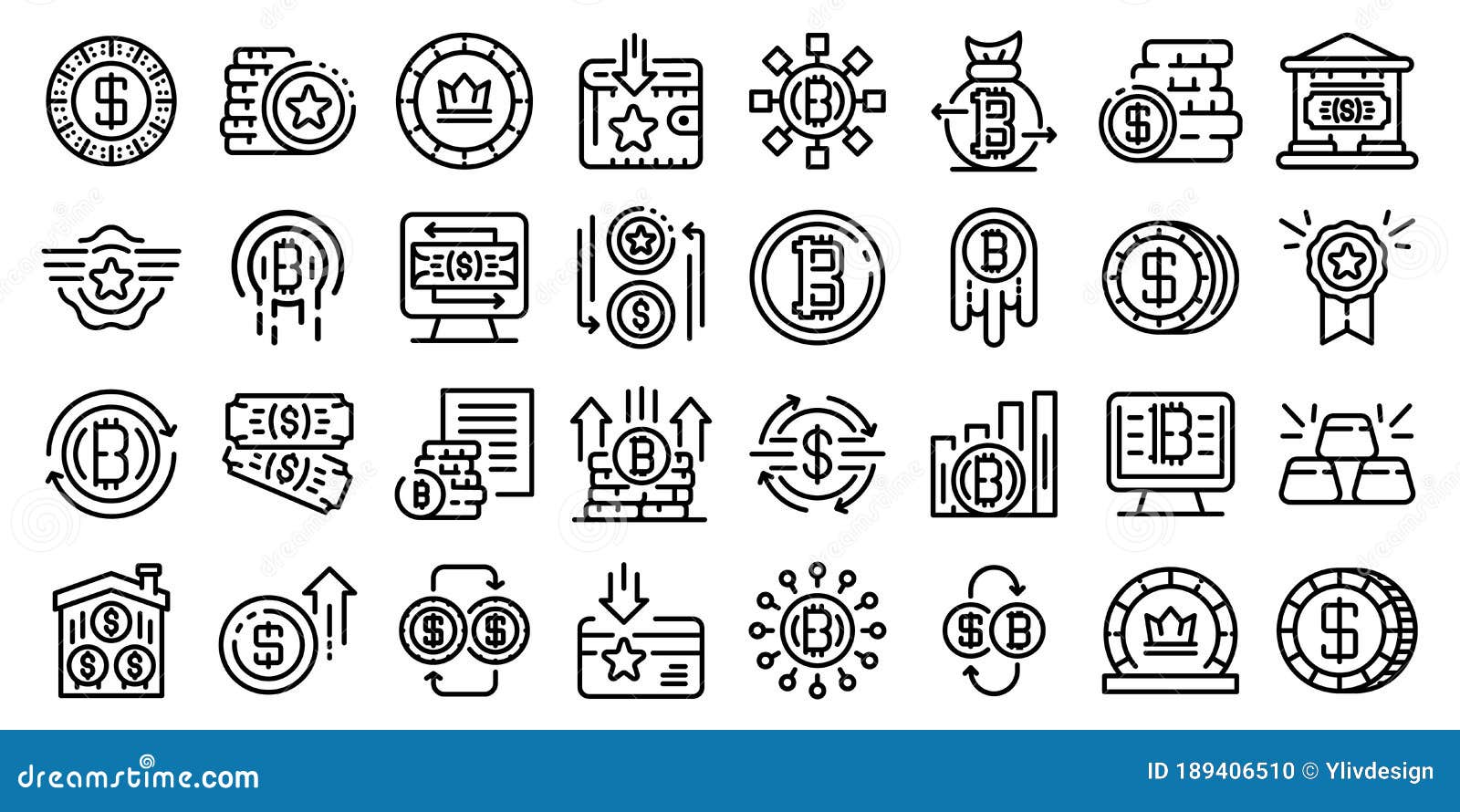 Tokens Icons Set Vector Outline Stock Photo | CartoonDealer.com #250420536