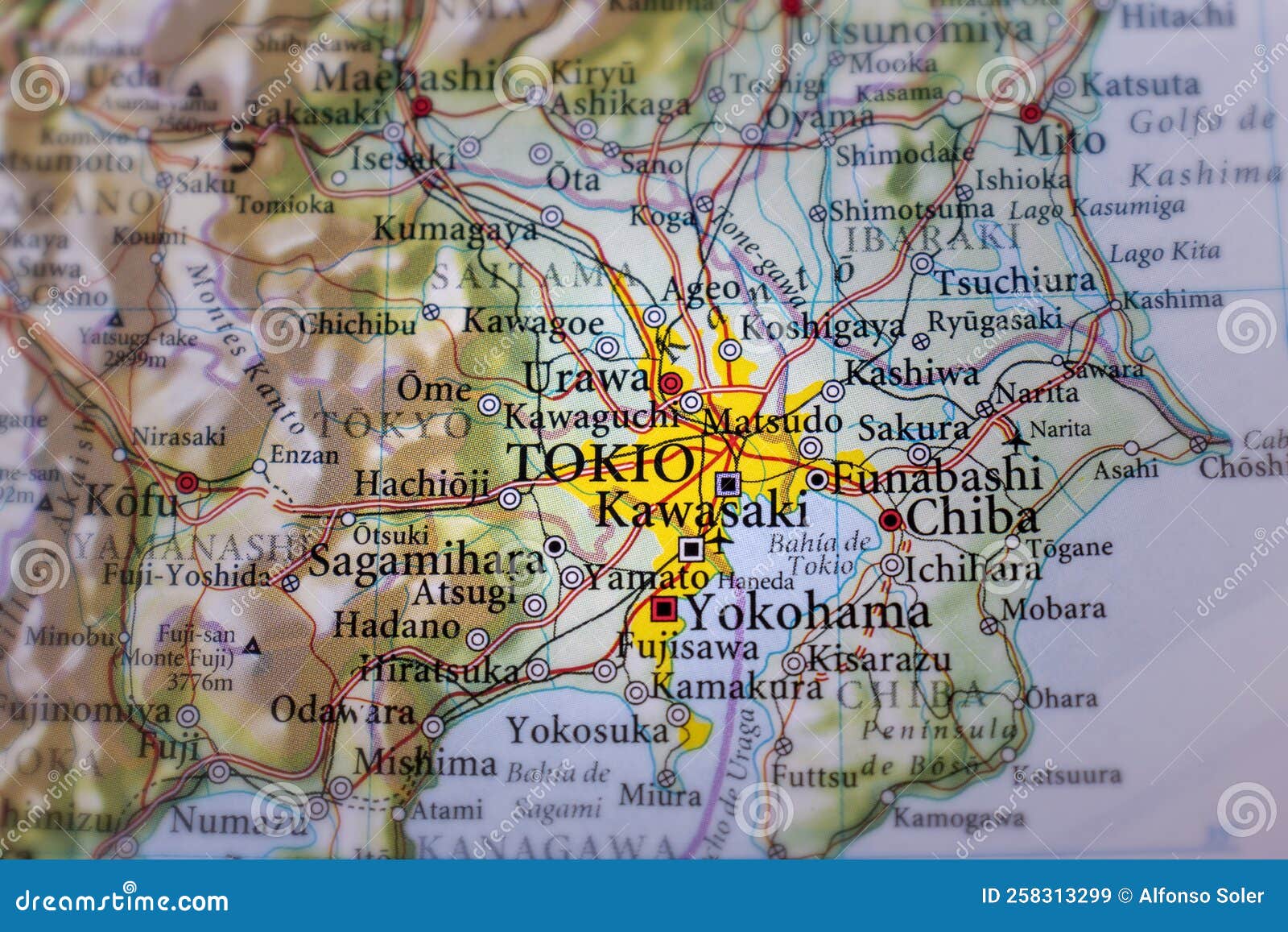 Tokio marcado en el mapa imagen de archivo. Imagen de global - 258313299