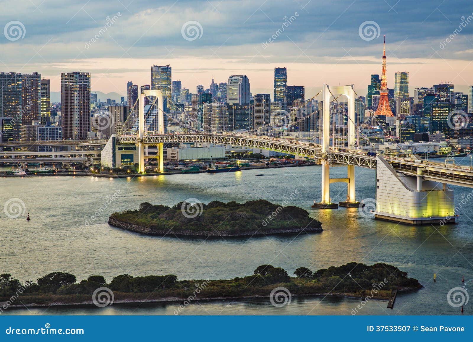 Tokyo Bay stock image. Image of district, evening, scene - 37533507