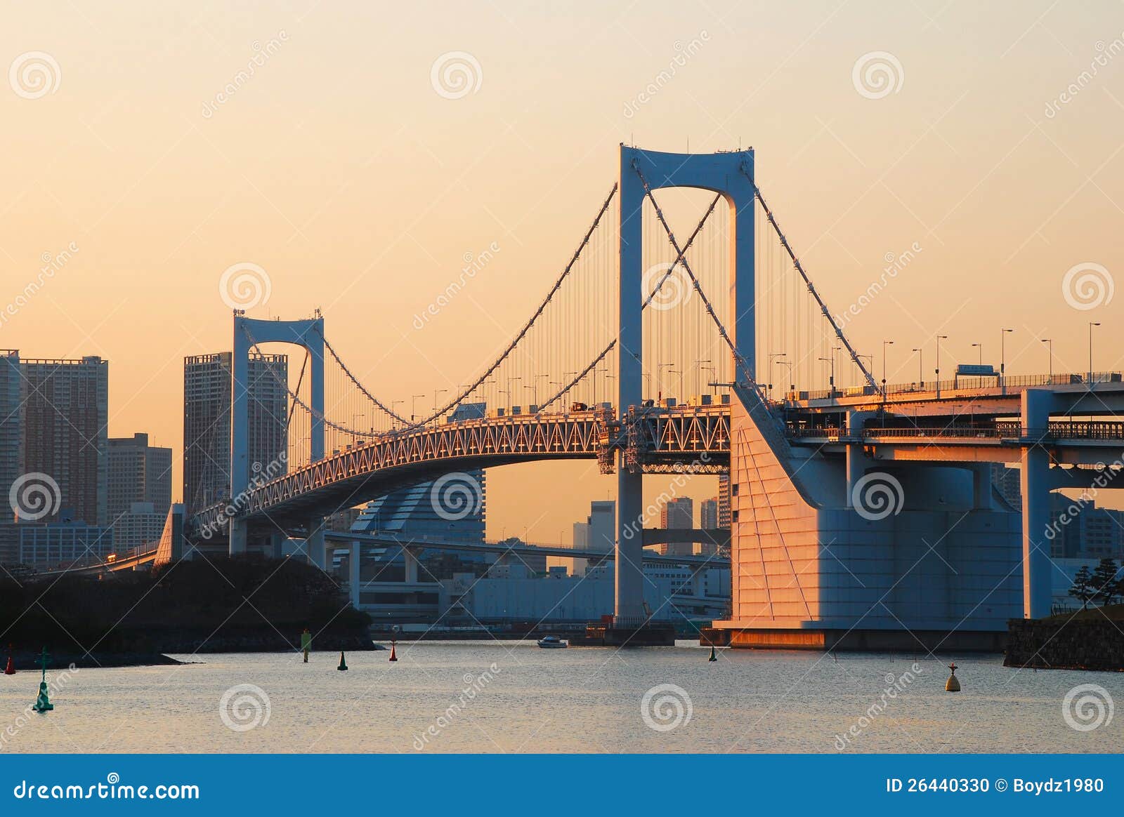 Tokyo Bay with Rainbow Bridge Stock Photo - Image of outdoor ...