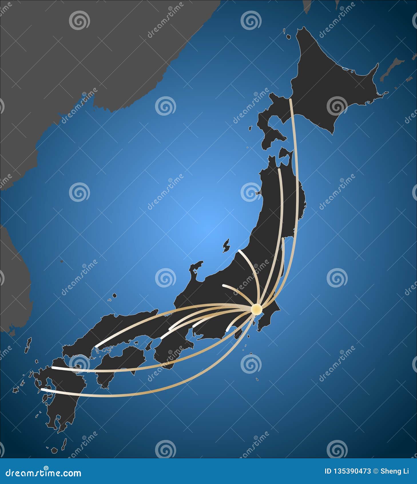 Tokyo Center, the Map of Japan Stock Vector - Illustration of circle ...
