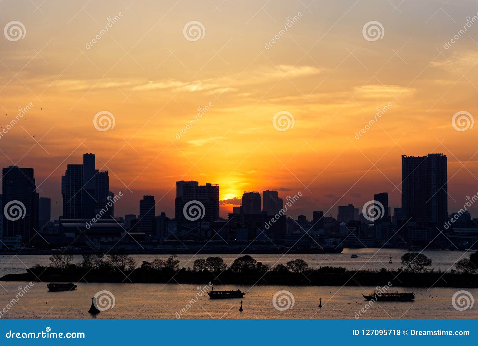 Tokyo City Skyline Sunset editorial stock photo. Image of building ...