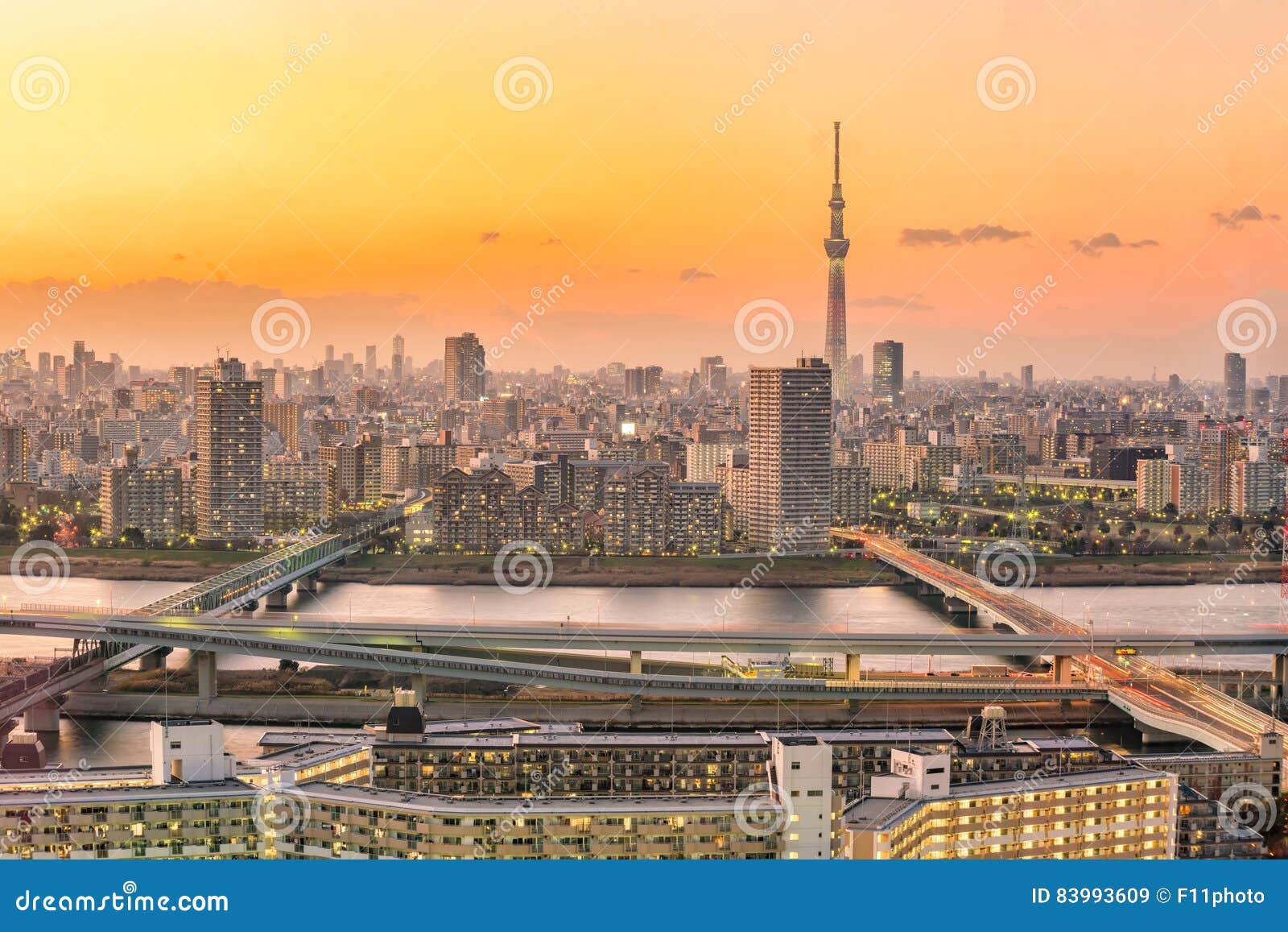 Tokyo City Skyline at Sunset Stock Image - Image of river, scene: 83993609