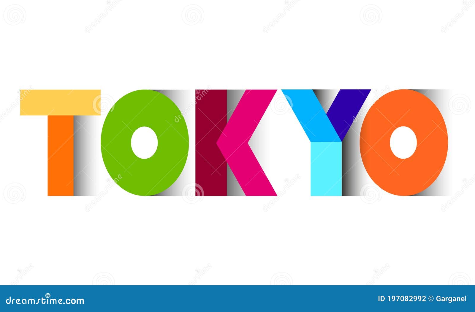 Tokyo Color Text with Shadow Effect on White Background - EPS 10 Stock ...
