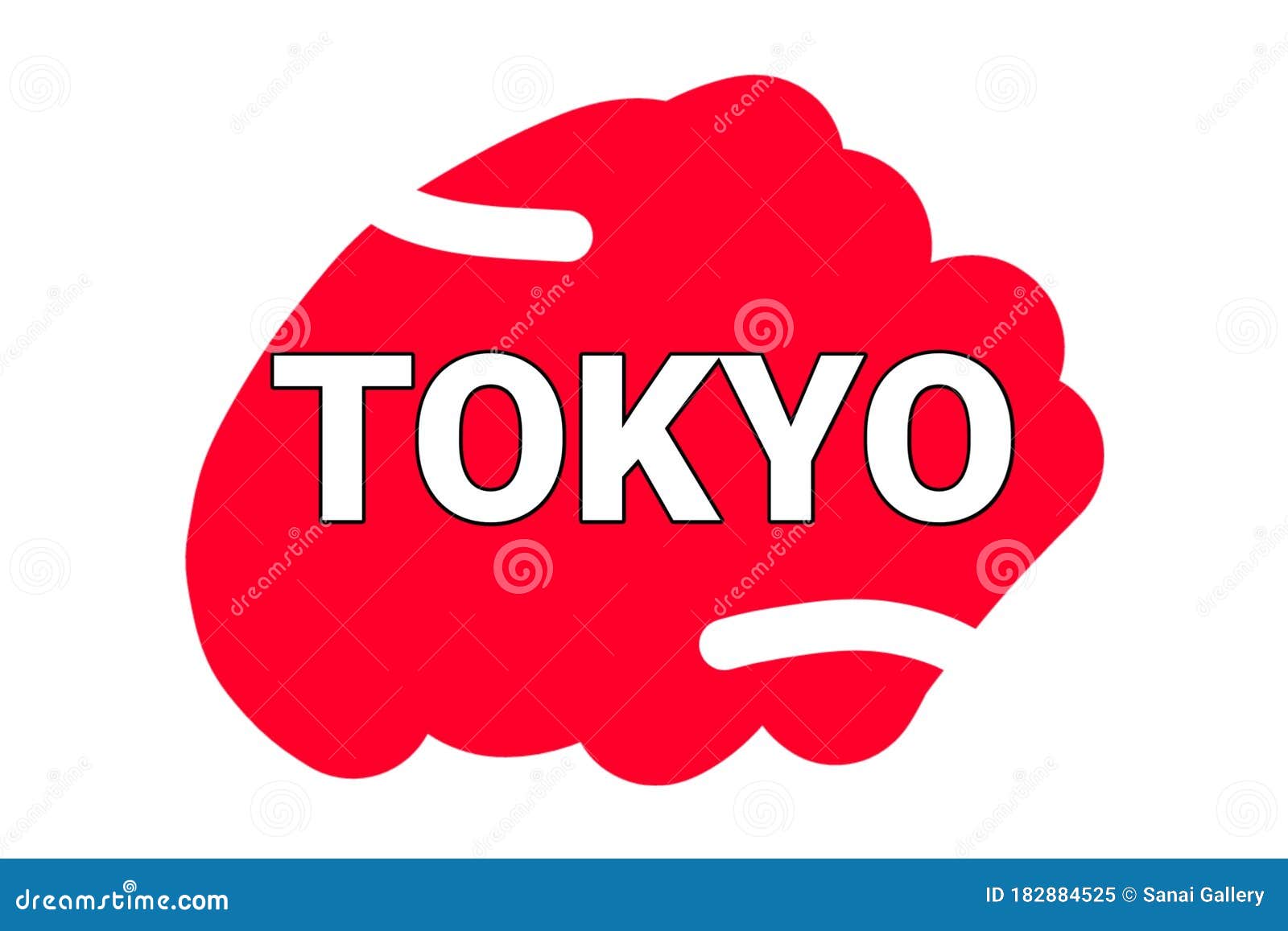 Tokyo Hand-lettering Calligraphy National Japan Flag. Tokyo Hand Drawn ...