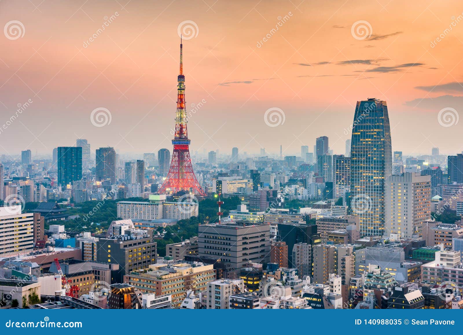 Tokyo, Japan Cityscape and Tower after Sunset Stock Image - Image of ...