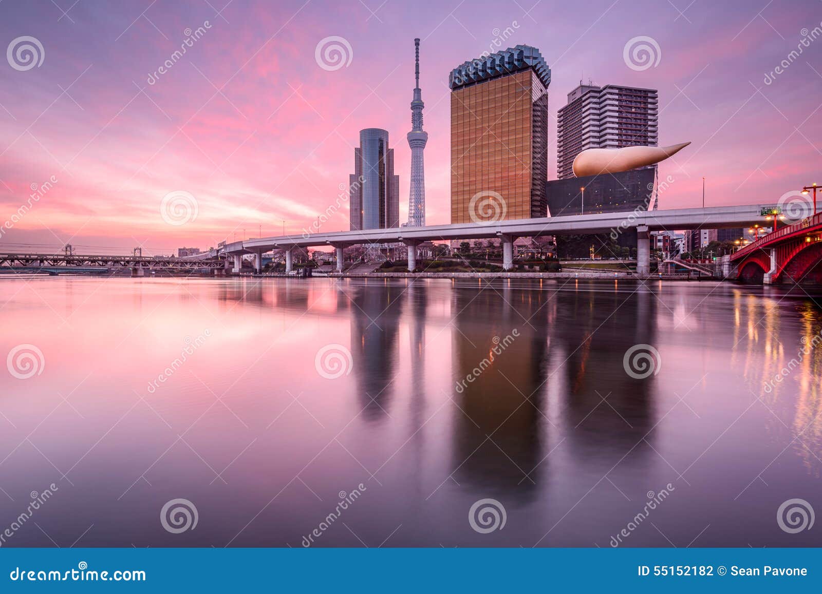 Tokyo, Japan at Dawn stock photo. Image of scenery, river - 55152182