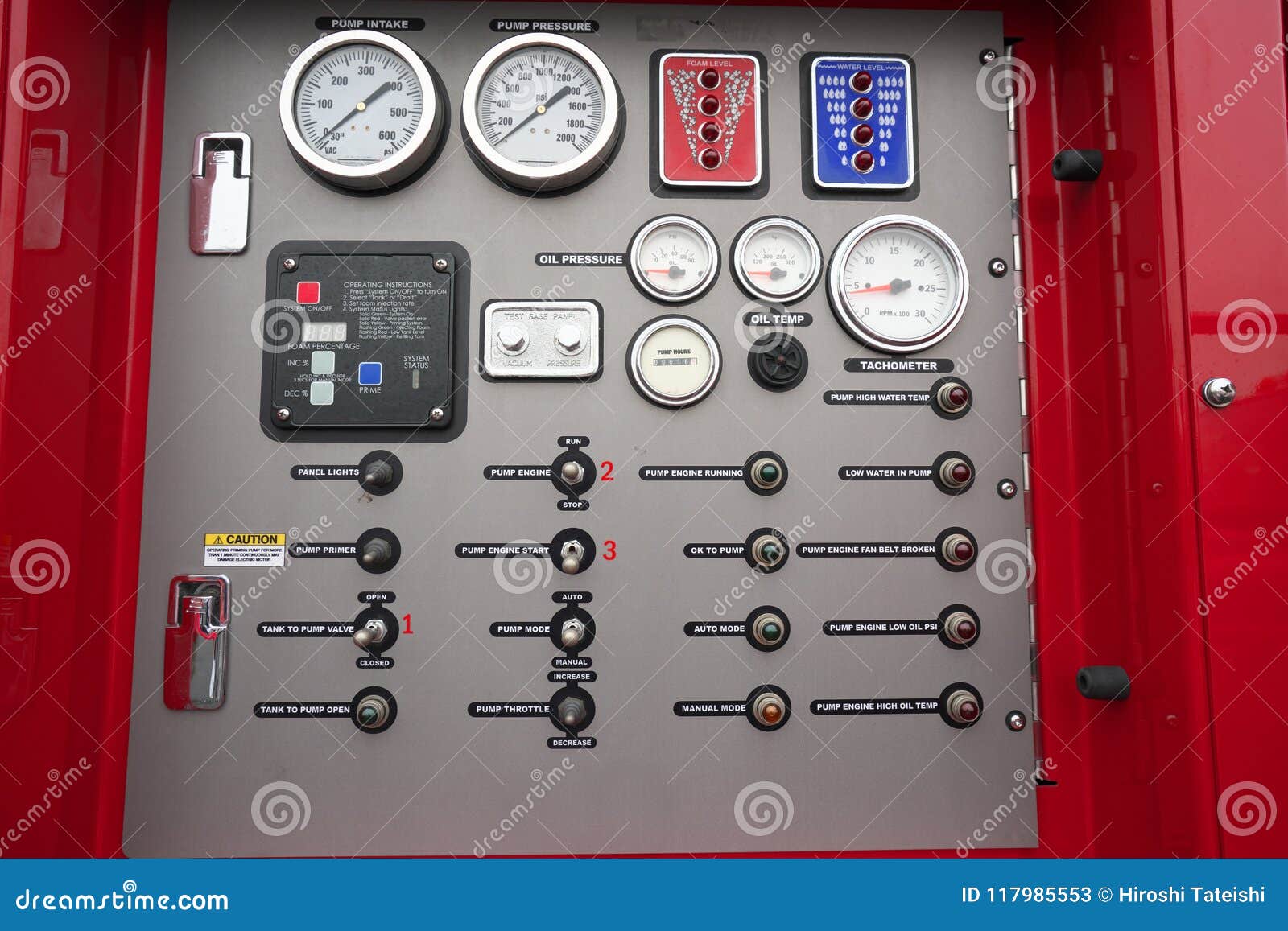 Fire Engine Instrument Panel Stock Image - Image of firefighter, panel ...