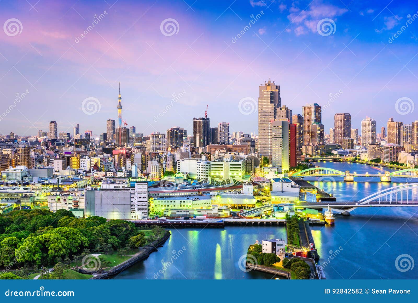 Tokyo, Japan Sumida River Skyline Stock Photo - Image of modern ...