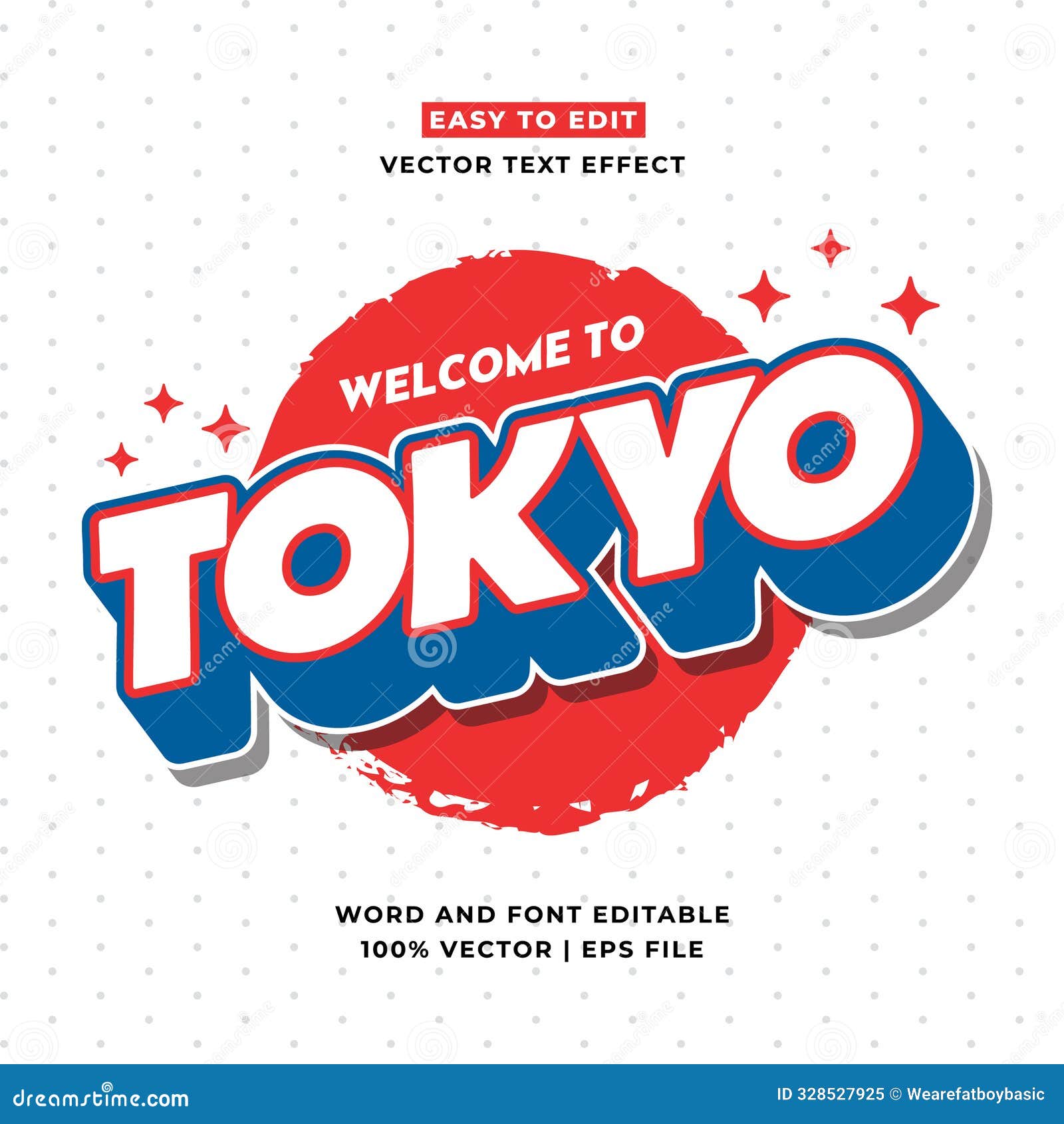 Retro Tokyo Japan 3D Vector Cartoon Style Editable Text Effect. Stock ...