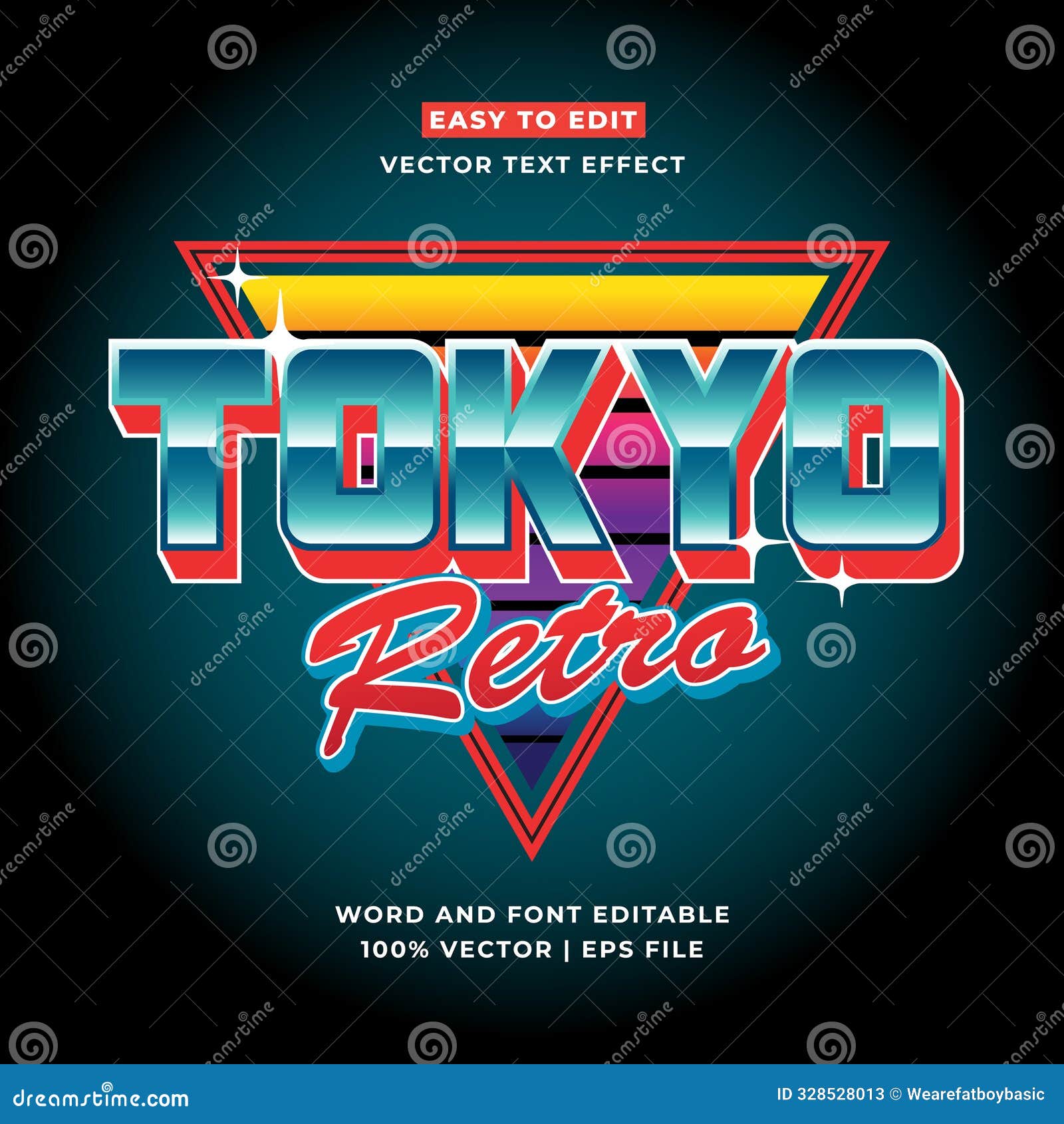 Retro Tokyo Japan 3D Vector Cartoon Style Editable Text Effect Stock ...