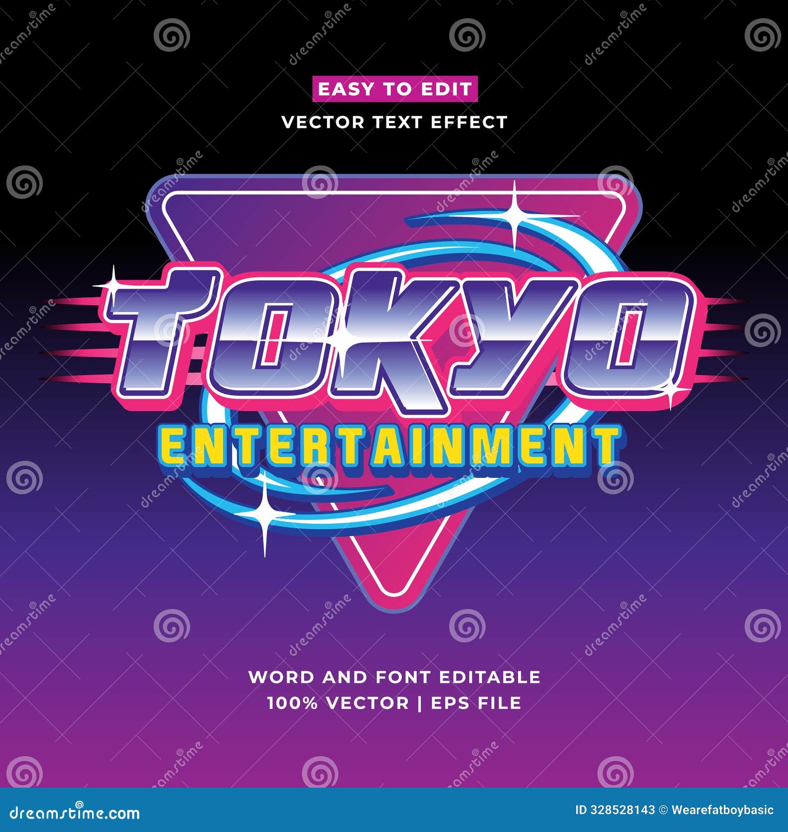 Retro Tokyo Japan 3D Vector Cartoon Style Editable Text Effect Stock ...
