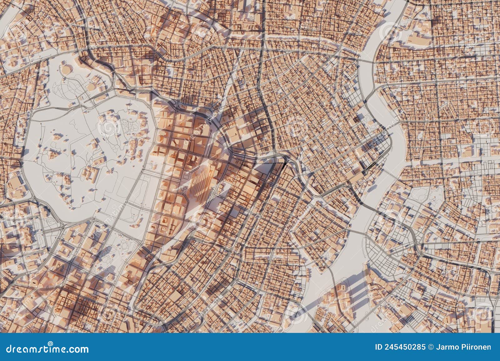 Tokyo Map 3D Model. Cartography and Infrastructure Engineering Stock ...