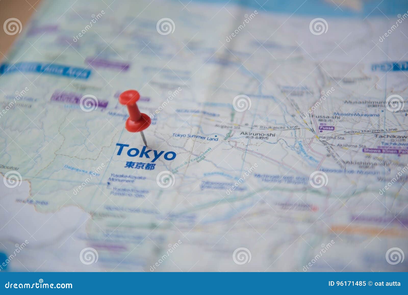 Tokyo Map and Push Pin Marking on a Tourist Stock Image - Image of ...