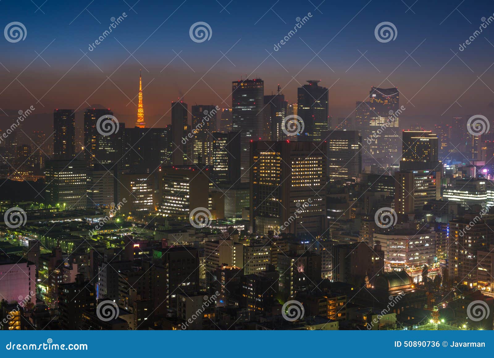 Tokyo Night Scene, Panoramic View Stock Photo - Image of landscape ...