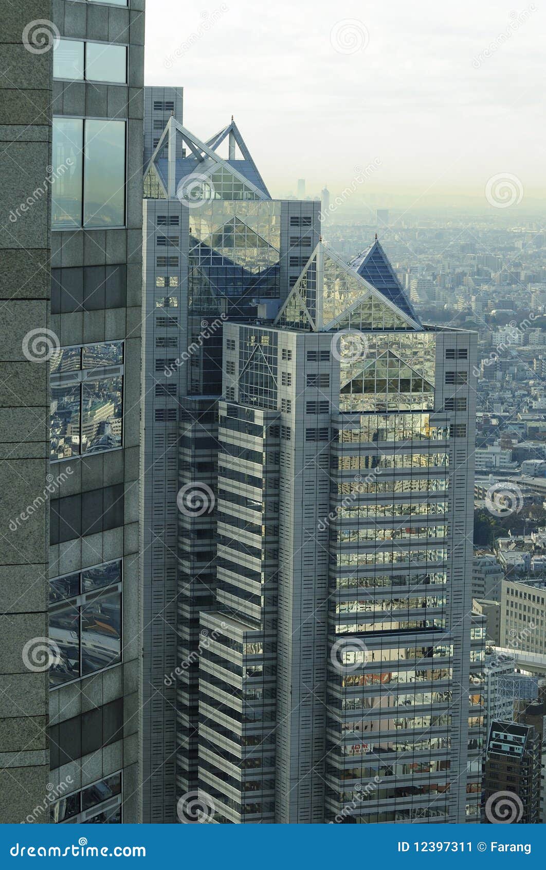 Tokyo reflections stock image. Image of towering, offices - 12397311